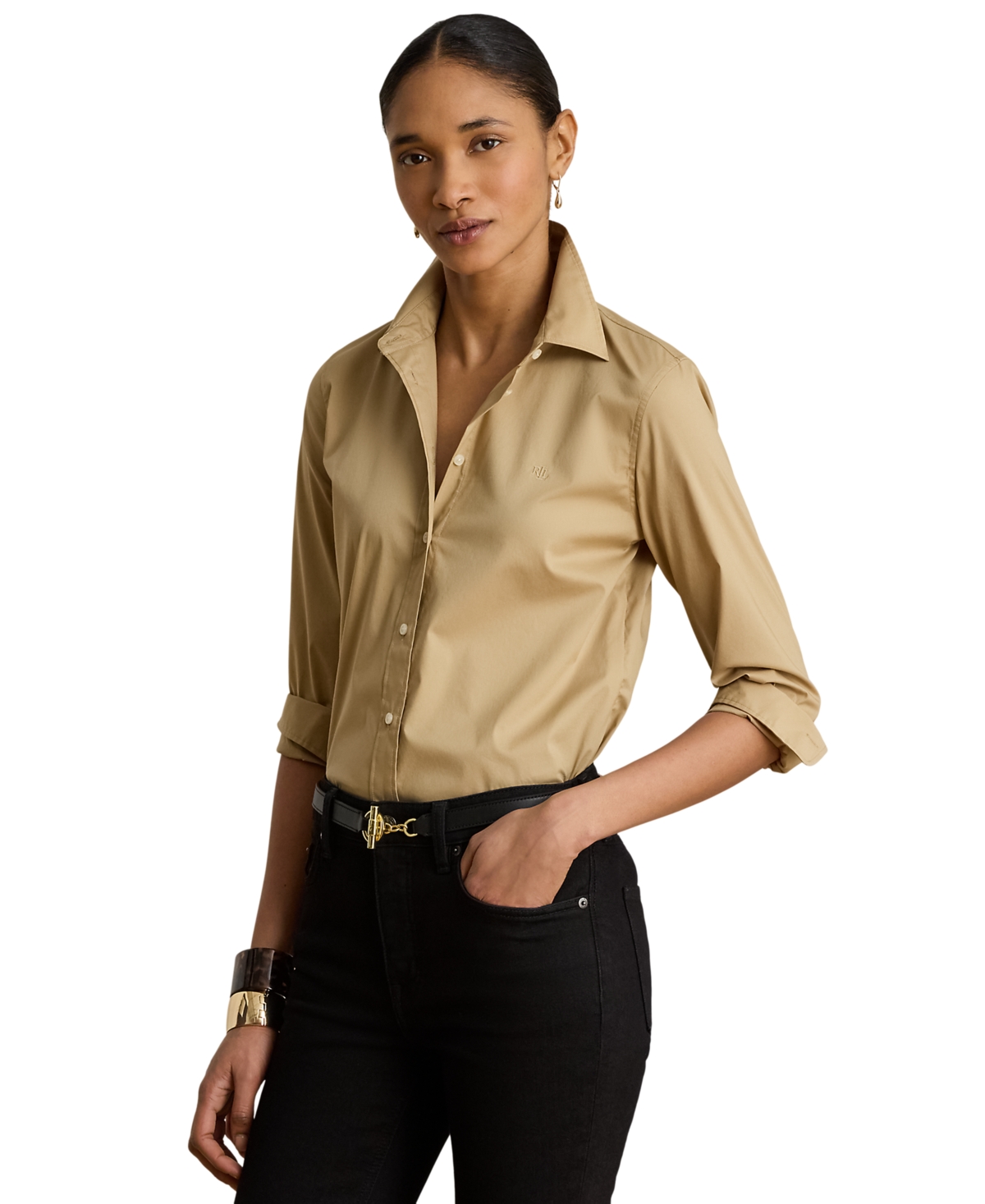 Click here for Lauren Ralph Lauren Petite Classic-Fit Point Colla... prices