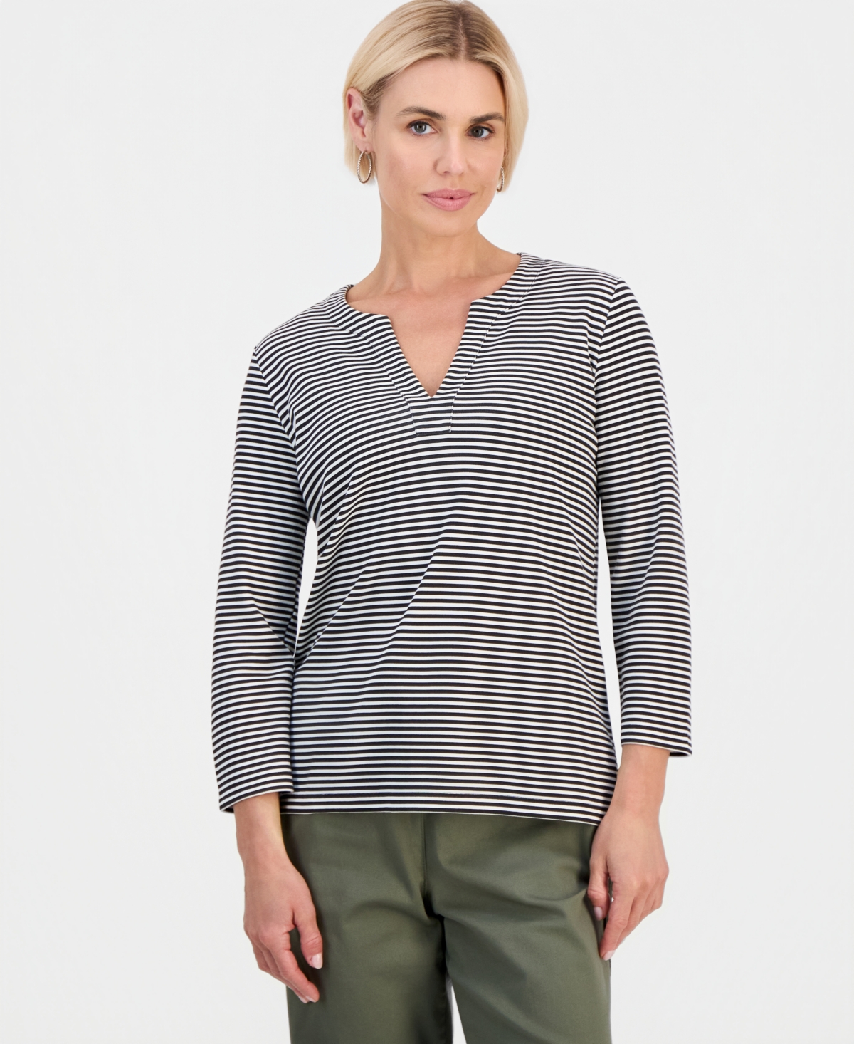 Click here for Style & Co Petite Split-Neck 3/4-Sleeve Tunic  Mac... prices
