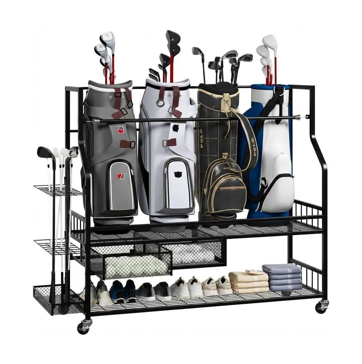 Click here for Xo Golf Bag Storage Rack with Wheels  Heavy Duty G... prices