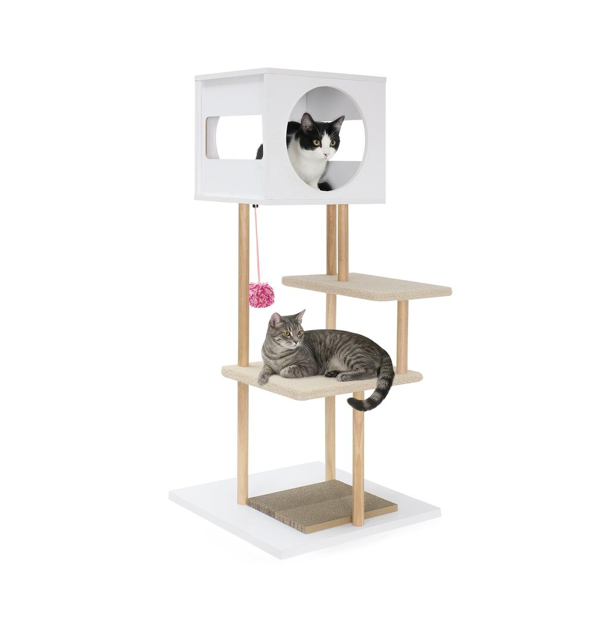 Click here for Ruie Tall Wood Cat Tower with 2-Door Condo and Cor... prices