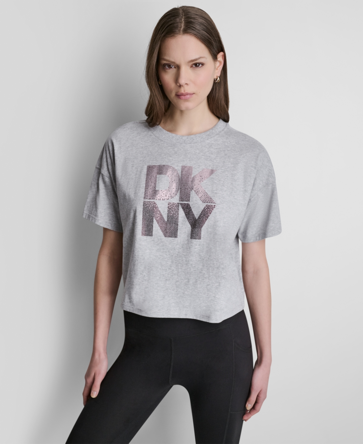 Click here for Dkny Sport Womens Ombre Rhinestone Logo Crewneck T... prices