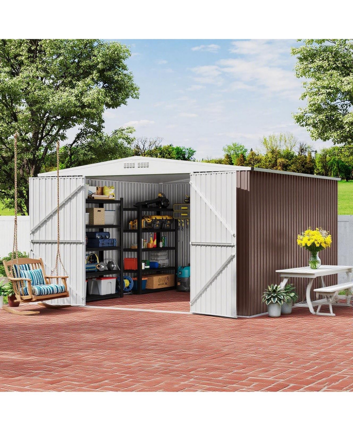 Click here for gaomon 8x7 Galvanized Steel Outdoor Storage Shed... prices
