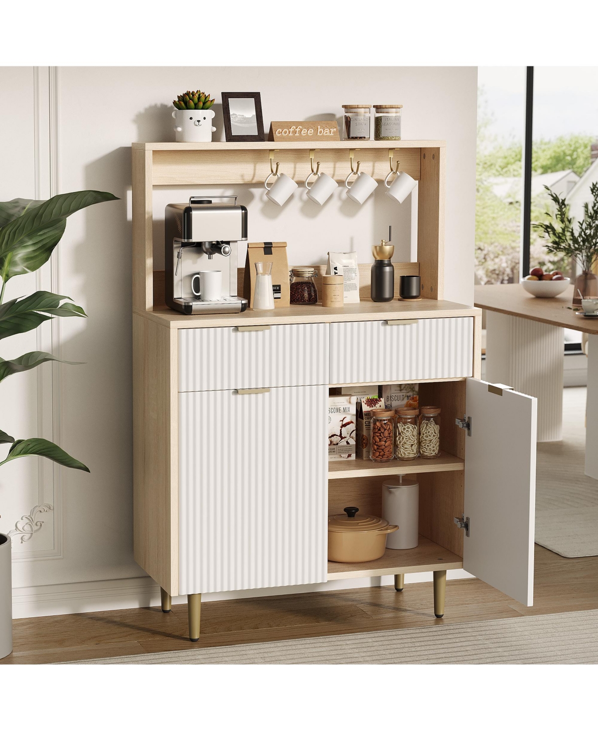 Click here for homfan Fluted Sideboard Buffet Cabinet with Storag... prices