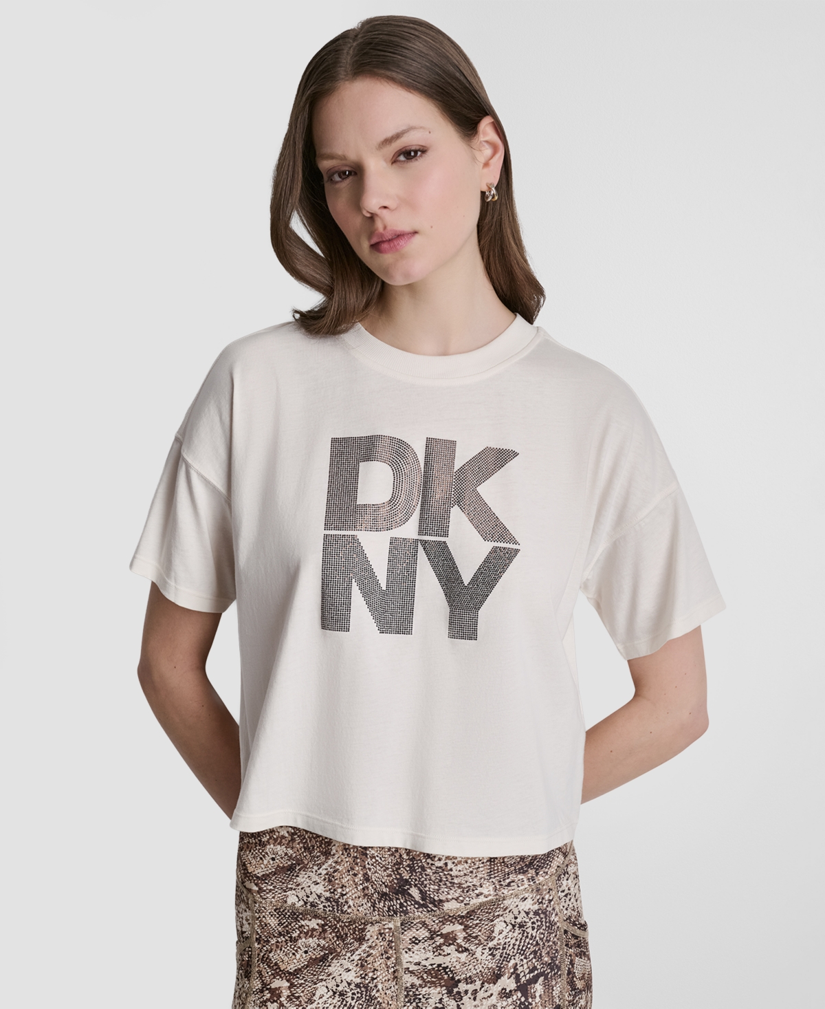 Click here for Dkny Sport Womens Ombre Rhinestone Logo Crewneck T... prices