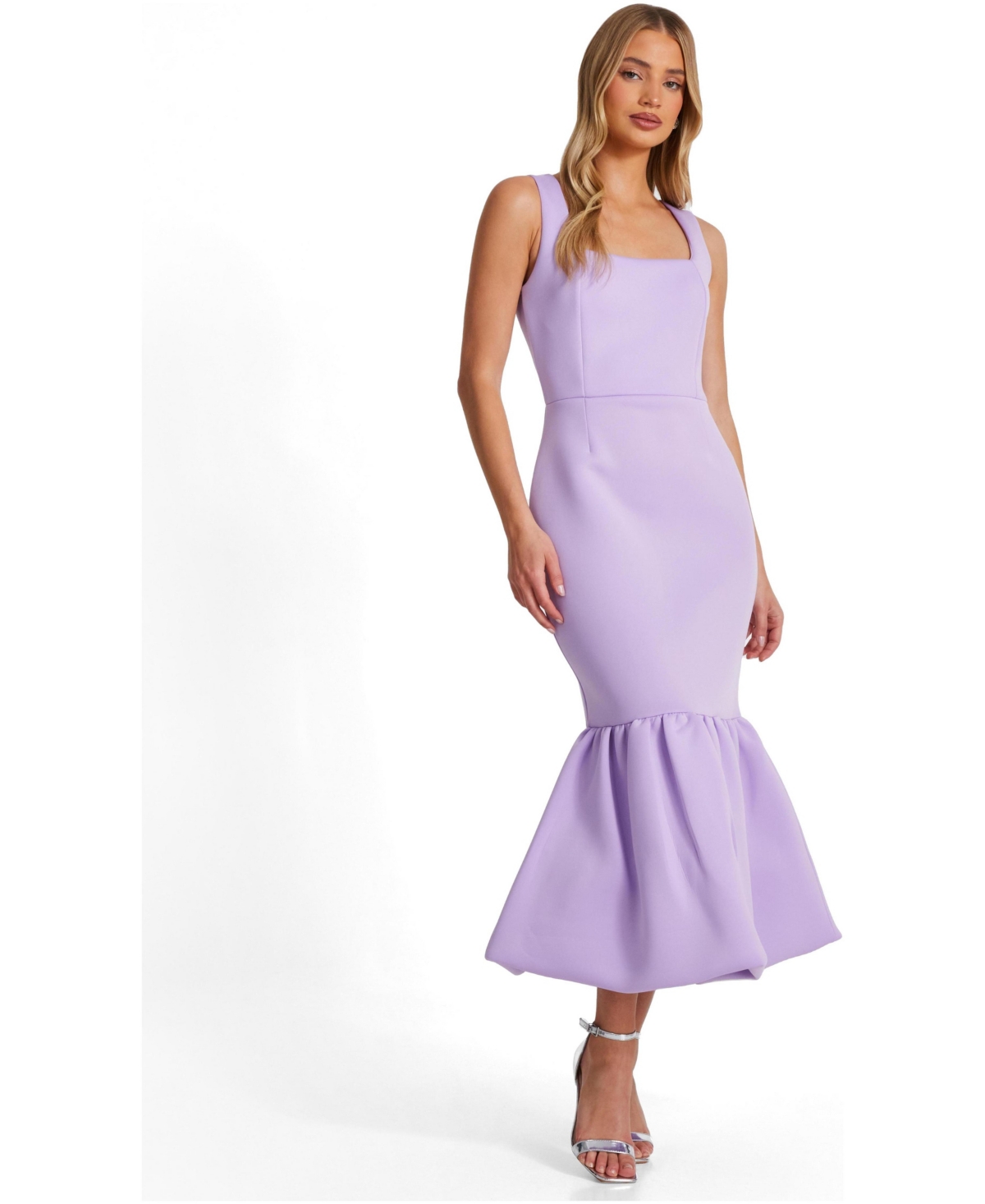 Click here for Quiz Womens Square Neck Bubble Hem Midaxi Dress -... prices