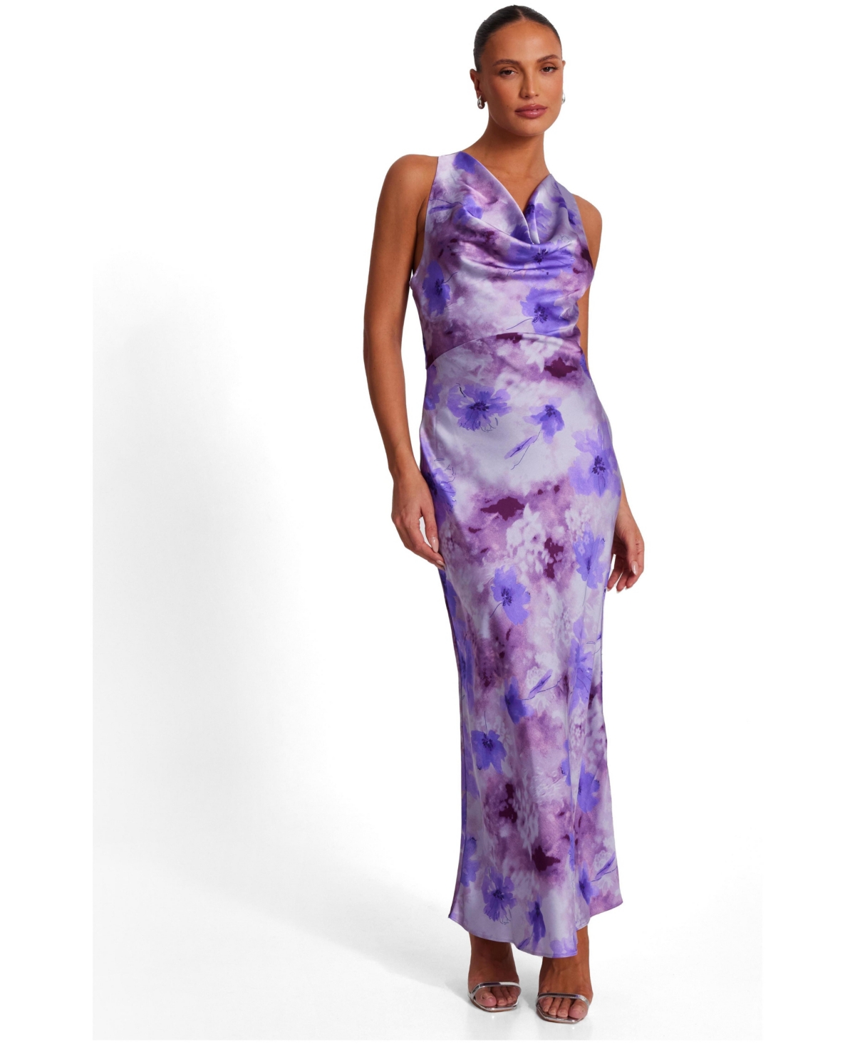 Click here for Quiz Womens Satin Cowl Neck Midaxi Dress - Lilac prices