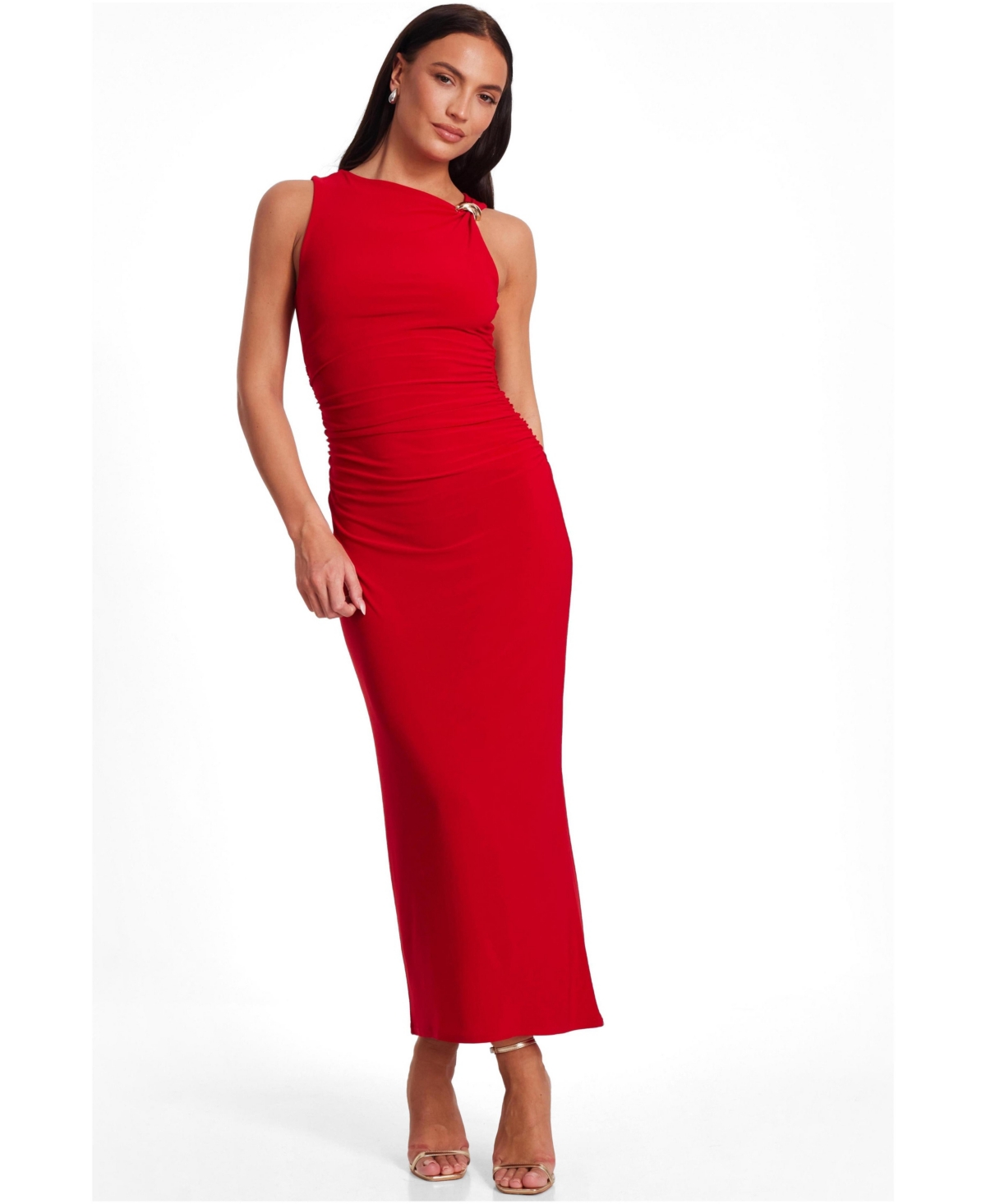 Click here for Quiz Womens Ruched Midaxi Dress - Red prices