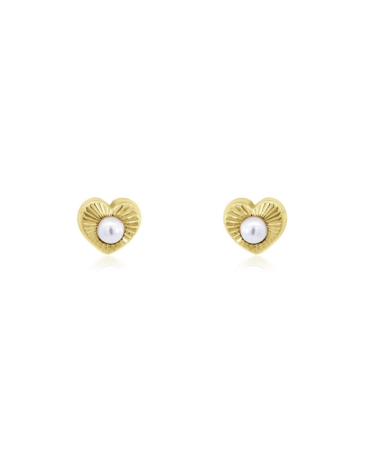 Click here for The Lovery Fluted Pearl Heart Screw Back Stud Earr... prices