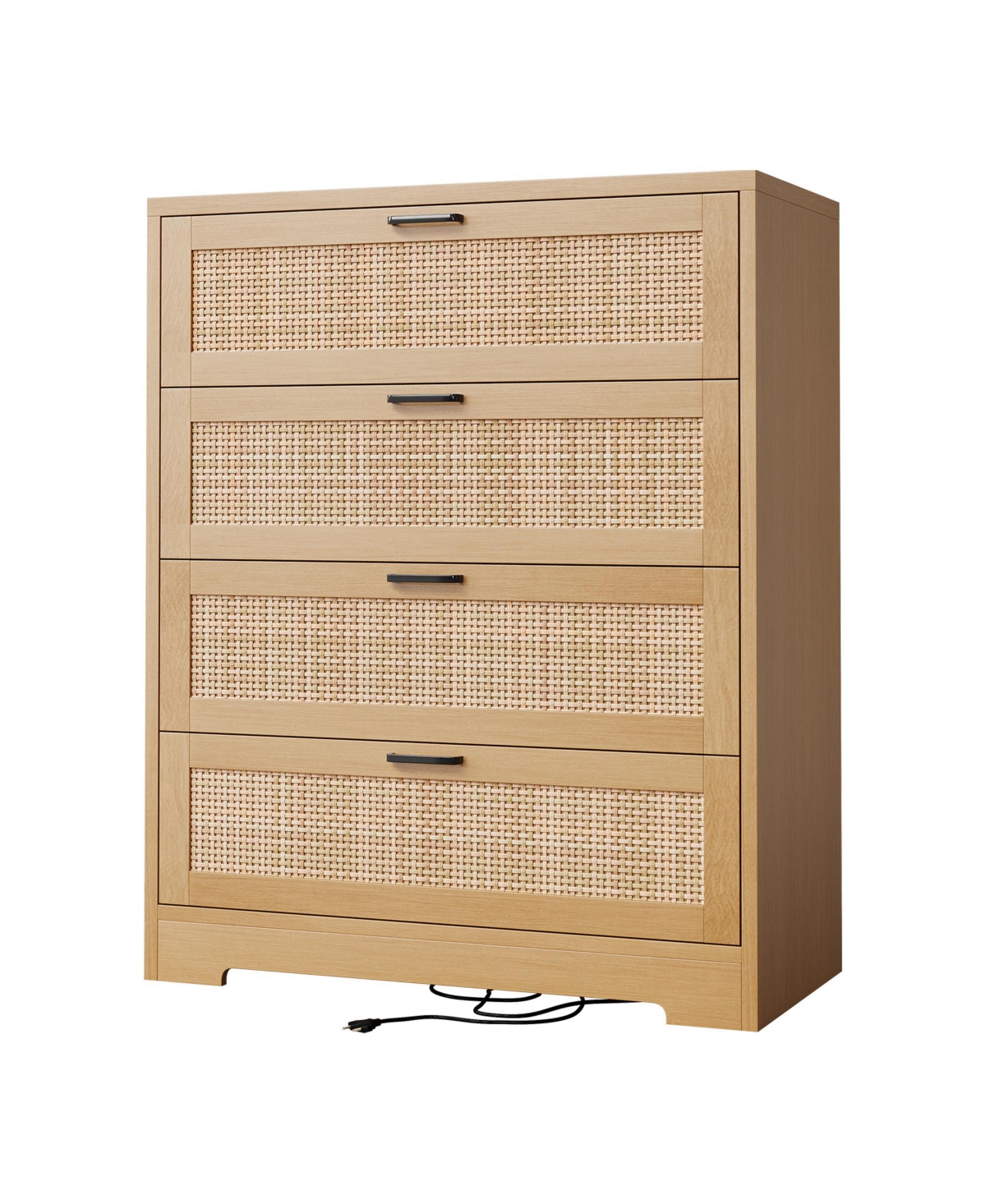 Click here for homfan Tall 4-Drawer Rattan Dresser with Wood Top... prices