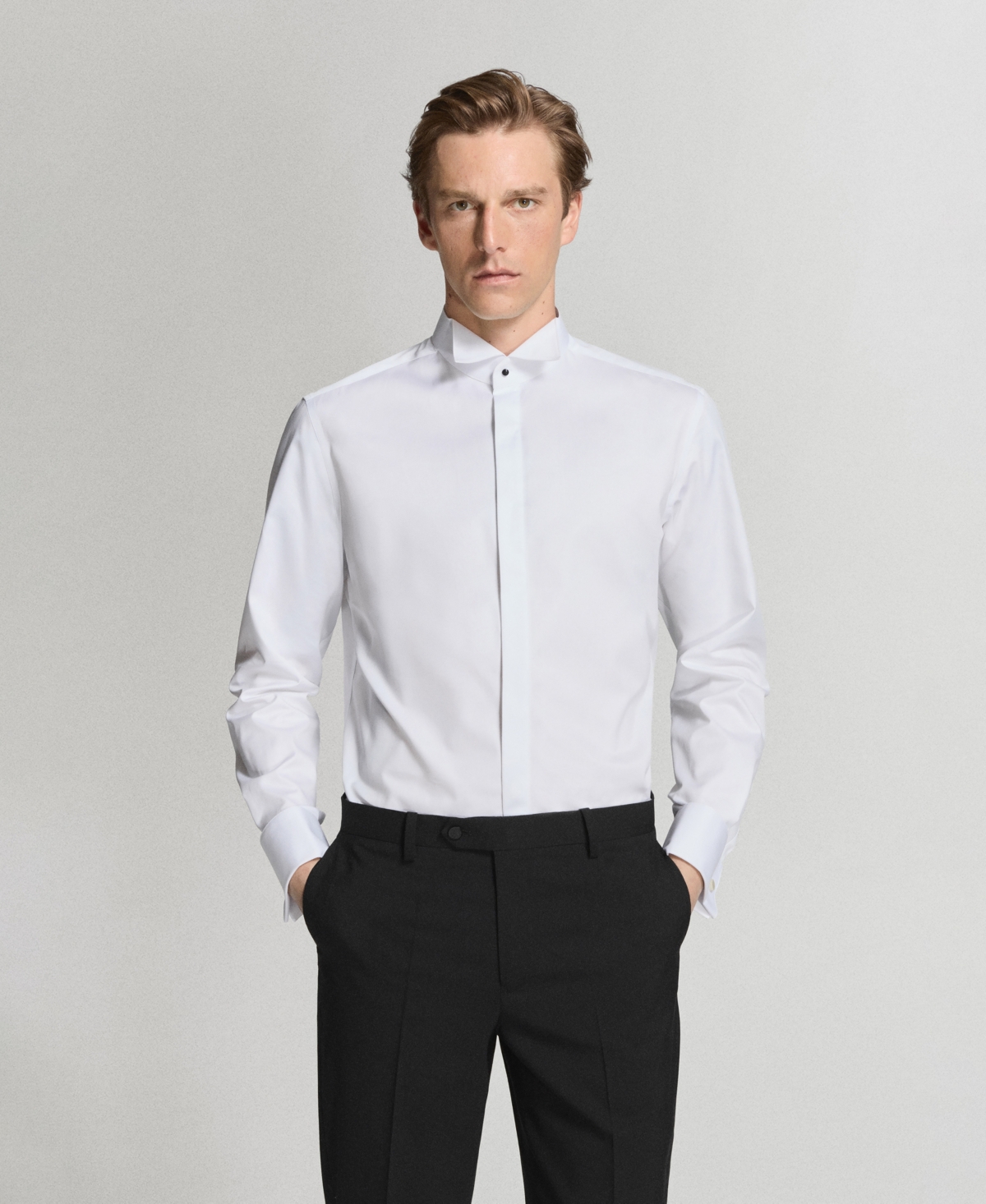 Click here for Mango Mens Tuxedo Collar Dress Shirt - White prices