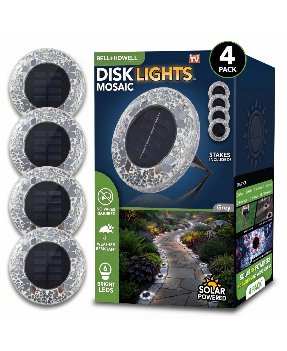Click here for Bell + Howell Mosaic Disk Lights Solar Powered 6 L... prices