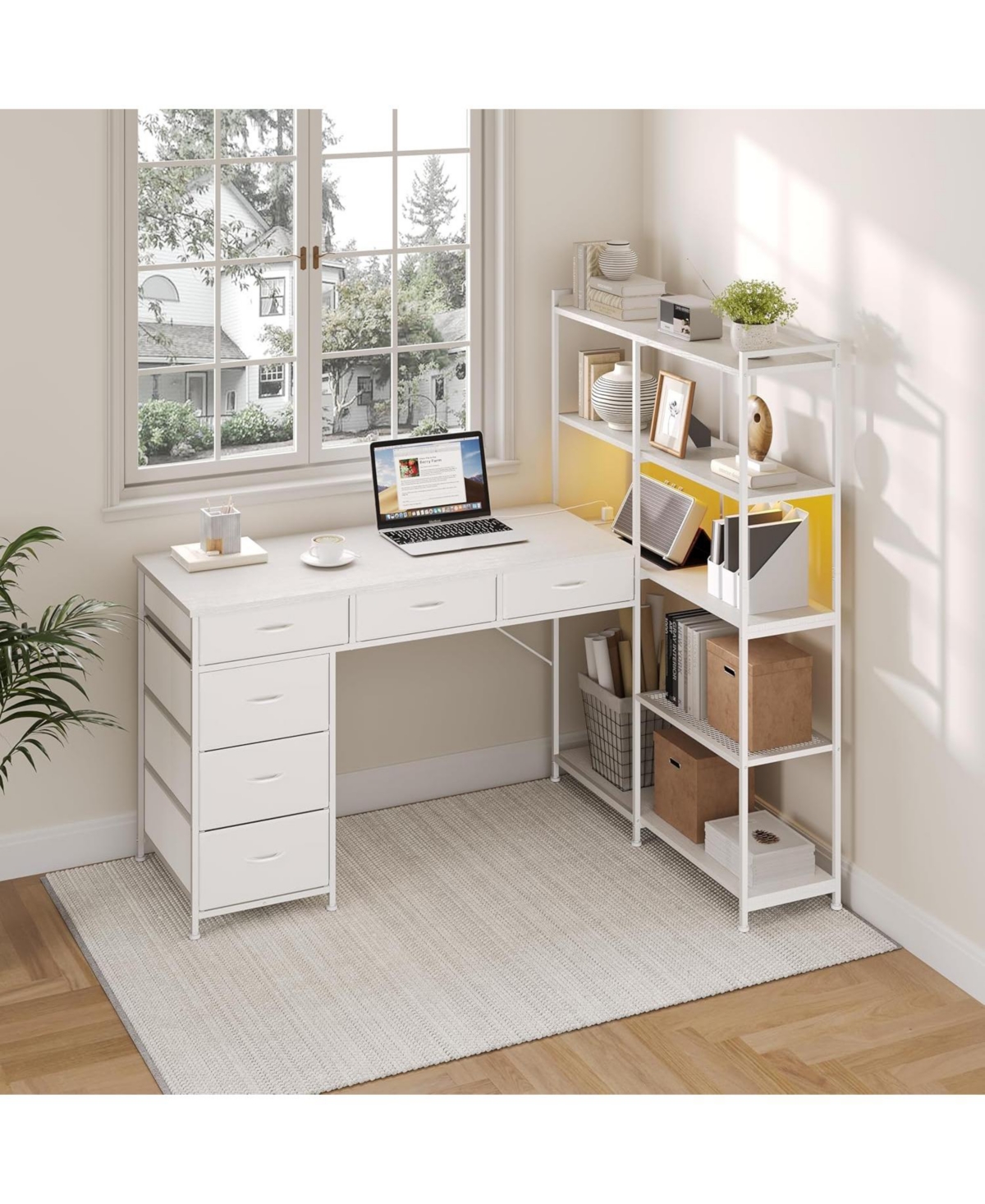 Click here for gaomon L-Shaped Gaming Desk with 6 Drawers - Corne... prices