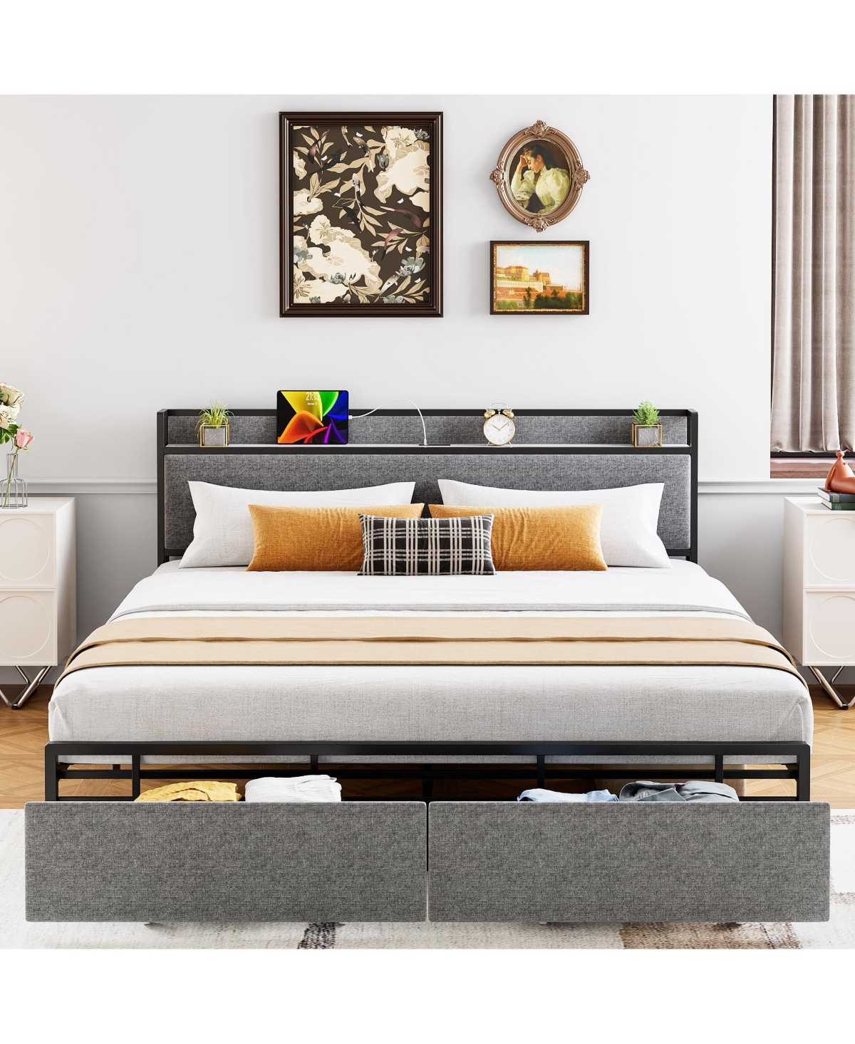 Click here for homfan Modern Upholstered Storage Platform Bed wit... prices
