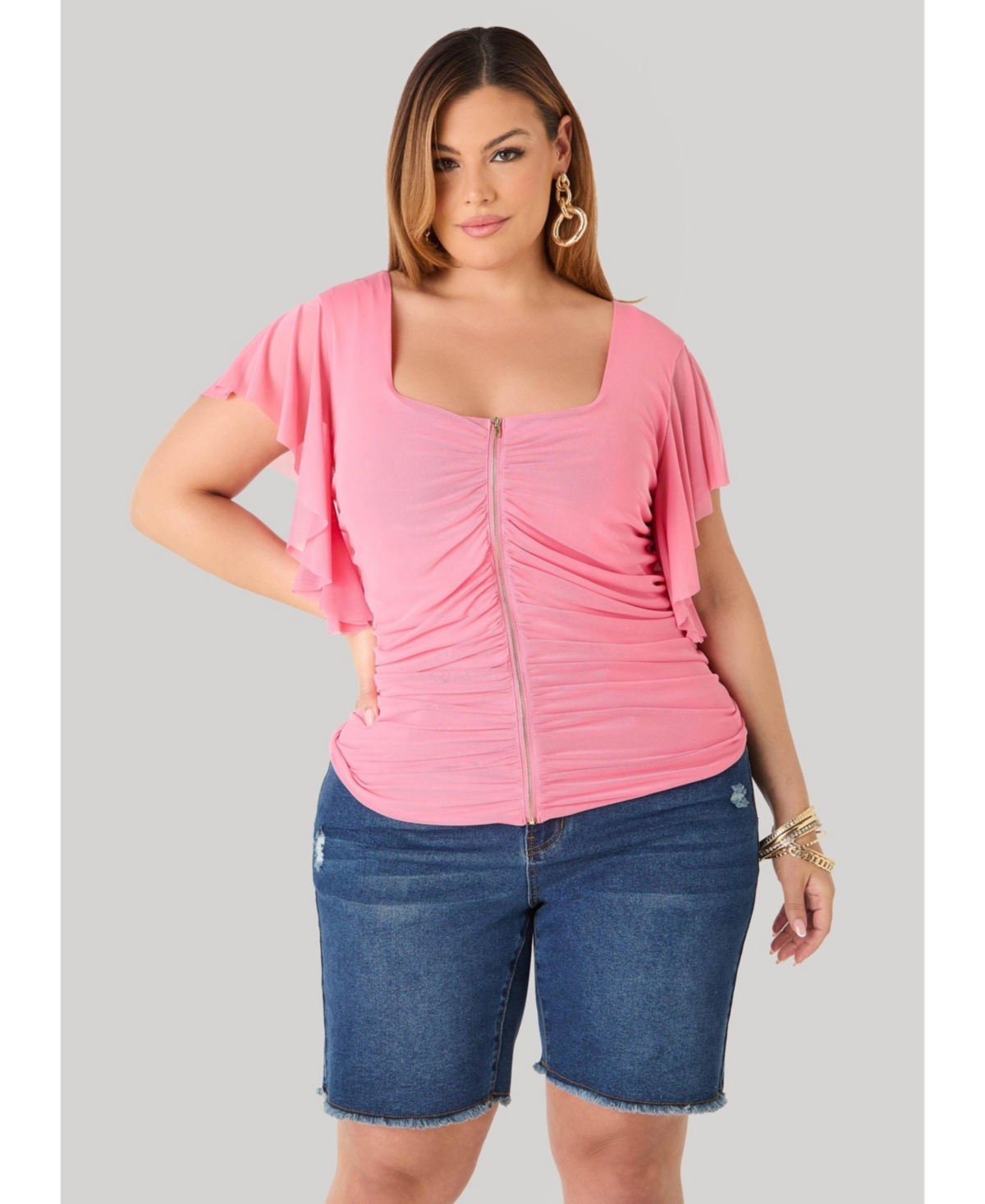 Click here for Ashley Stewart Womens Rushed Mesh Bustier Top prices