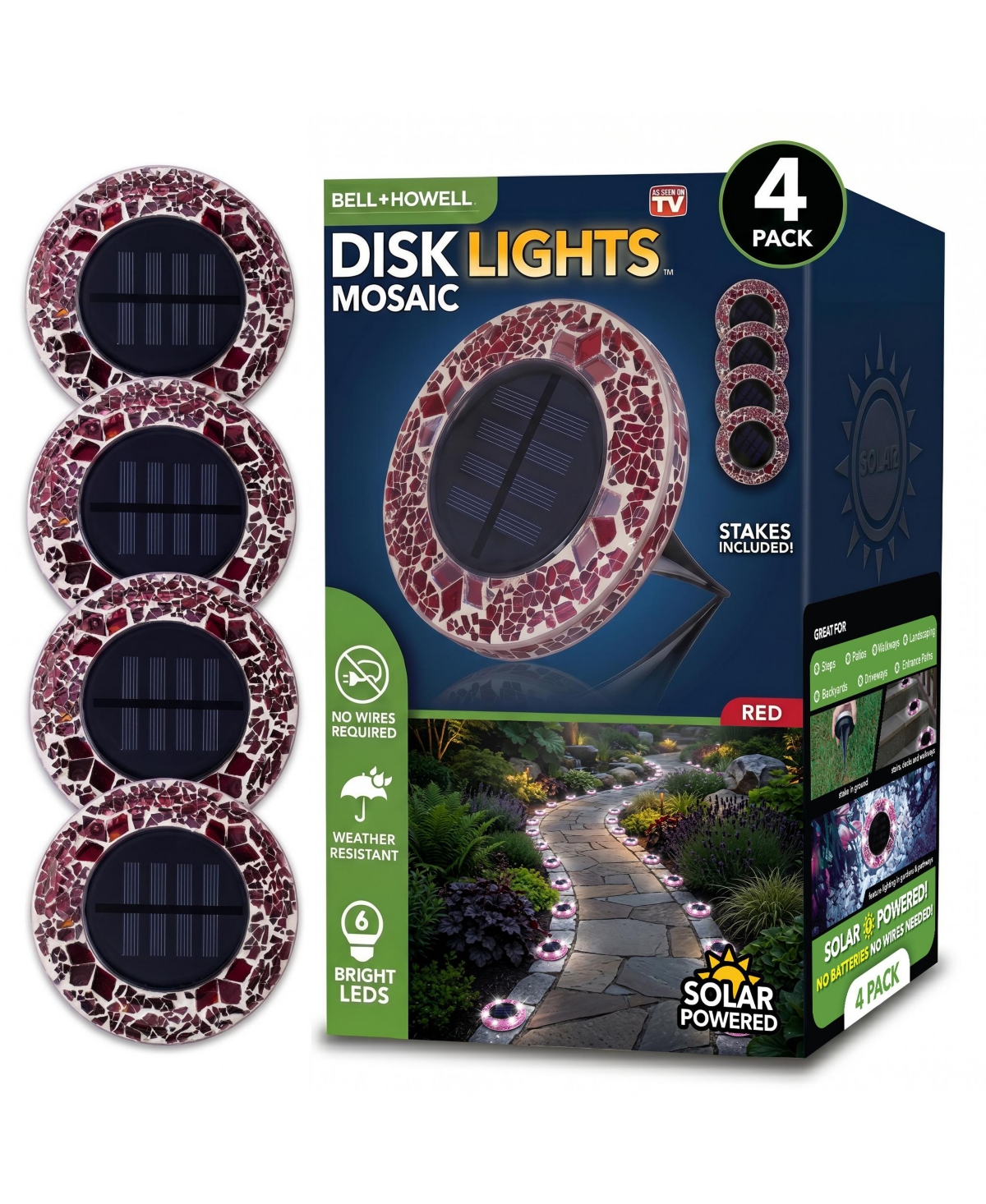 Click here for Bell + Howell Mosaic Disk Lights Solar Powered 6 L... prices