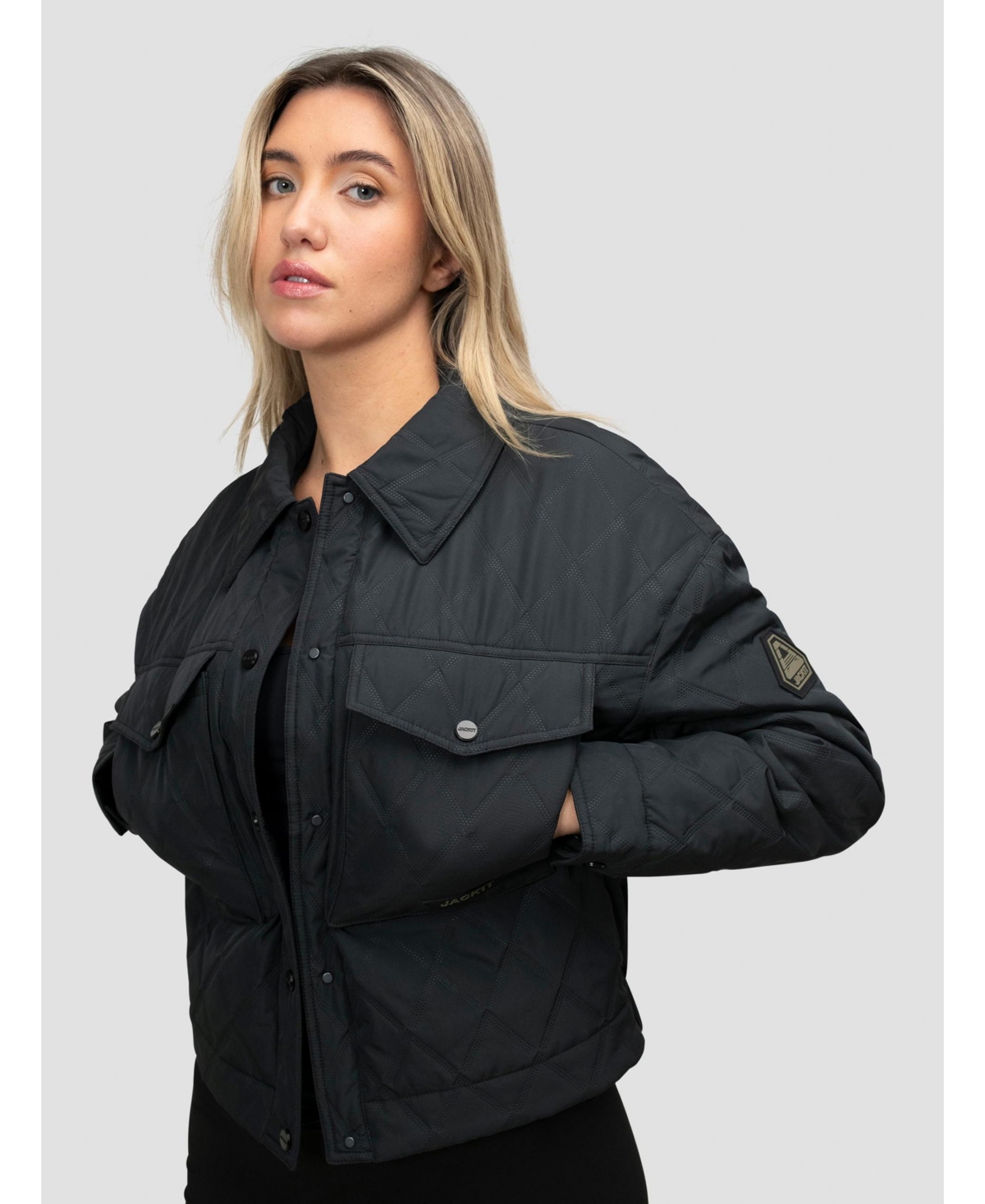 Click here for JACK1T Womens Eden Quilted Shirt Jacket - Black prices