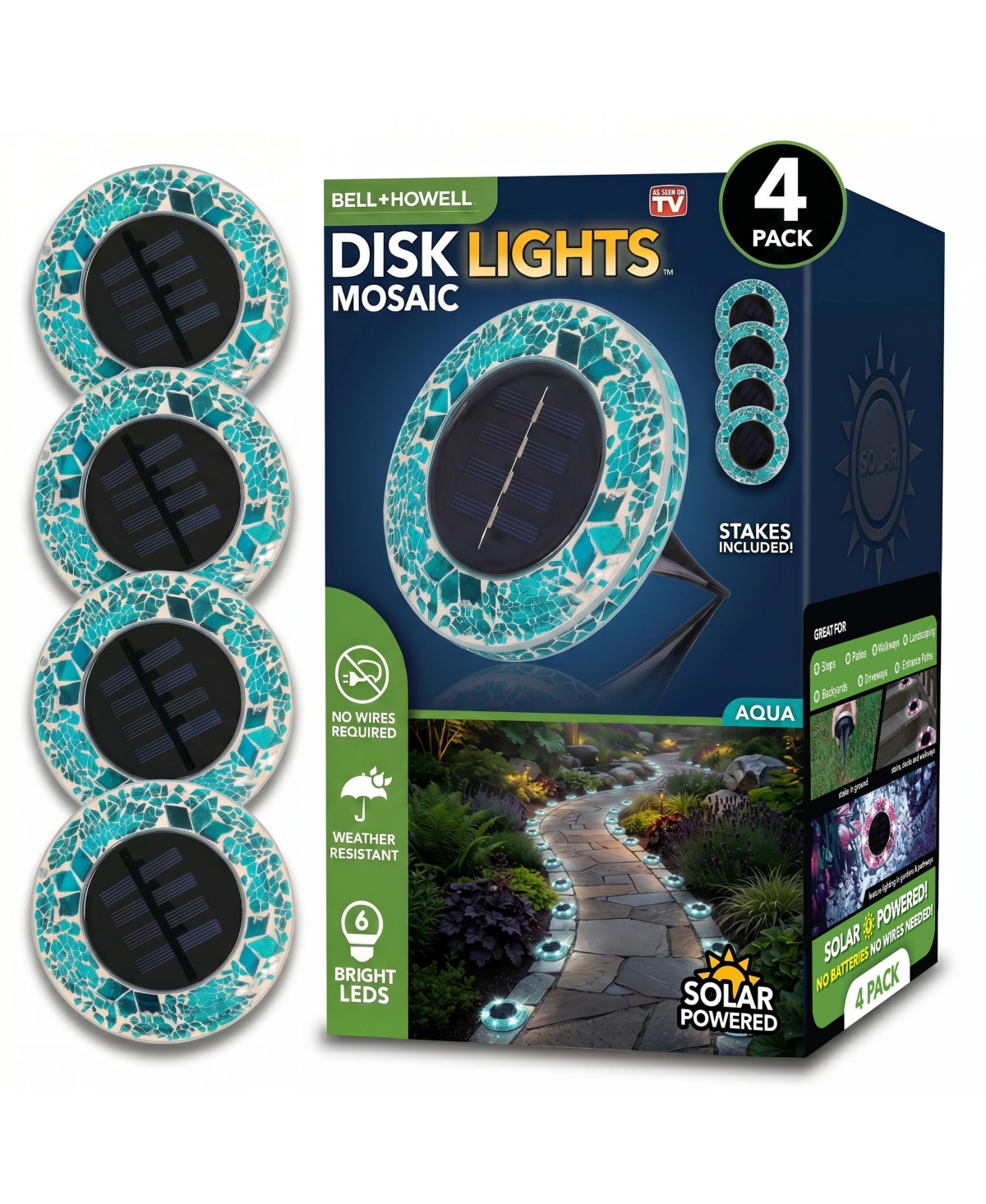 Click here for Bell + Howell Mosaic Disk Lights Solar Powered 6 L... prices