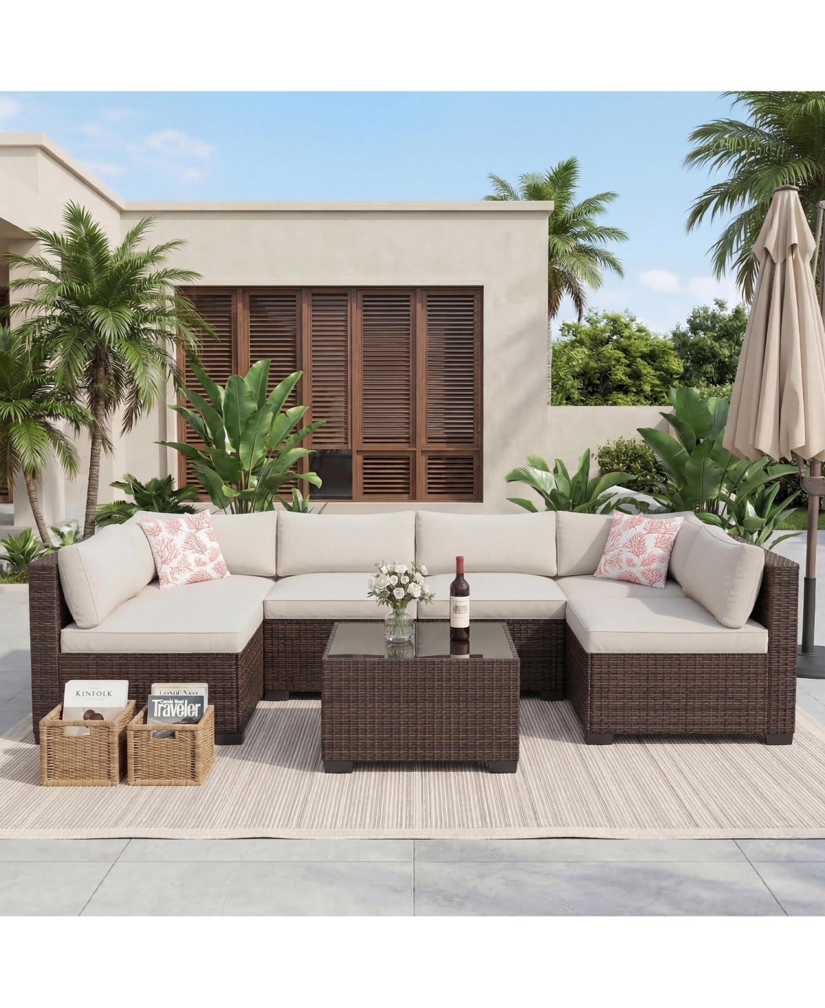 Click here for gaomon 7-Piece Wicker Patio Sectional Sofa  Outdoo... prices