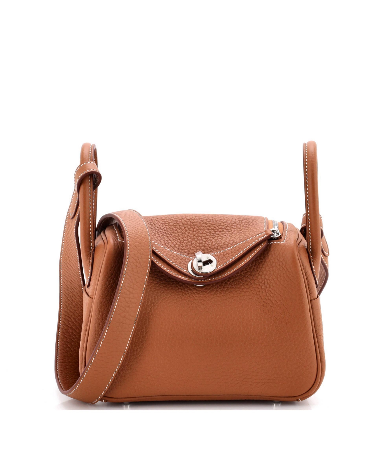 Click here for Pre-Owned HERMES Mini Lindy Bag Clemence - Brown prices