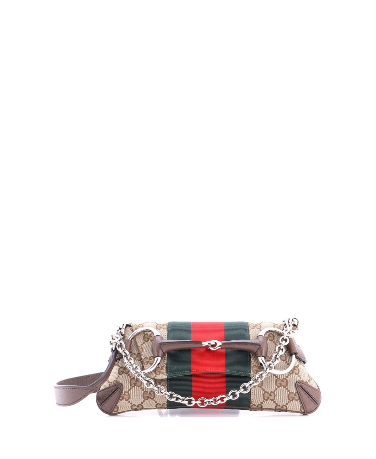 Click here for Pre-Owned Gucci Small Horsebit Nm Web Chain Clutch... prices