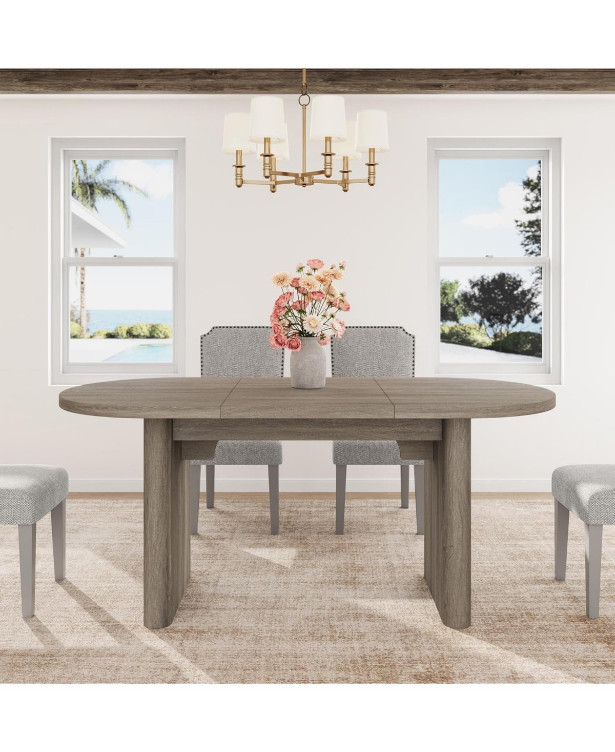 Click here for gaomon 3-Piece 63 inch Oval Dining Set Table + 2 F... prices