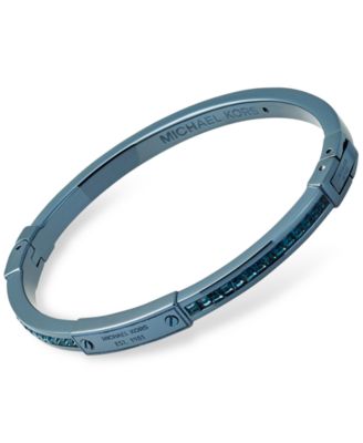 Michael Kors Blue Ion Plated Crystal Hinged Bangle Bracelet Macy s