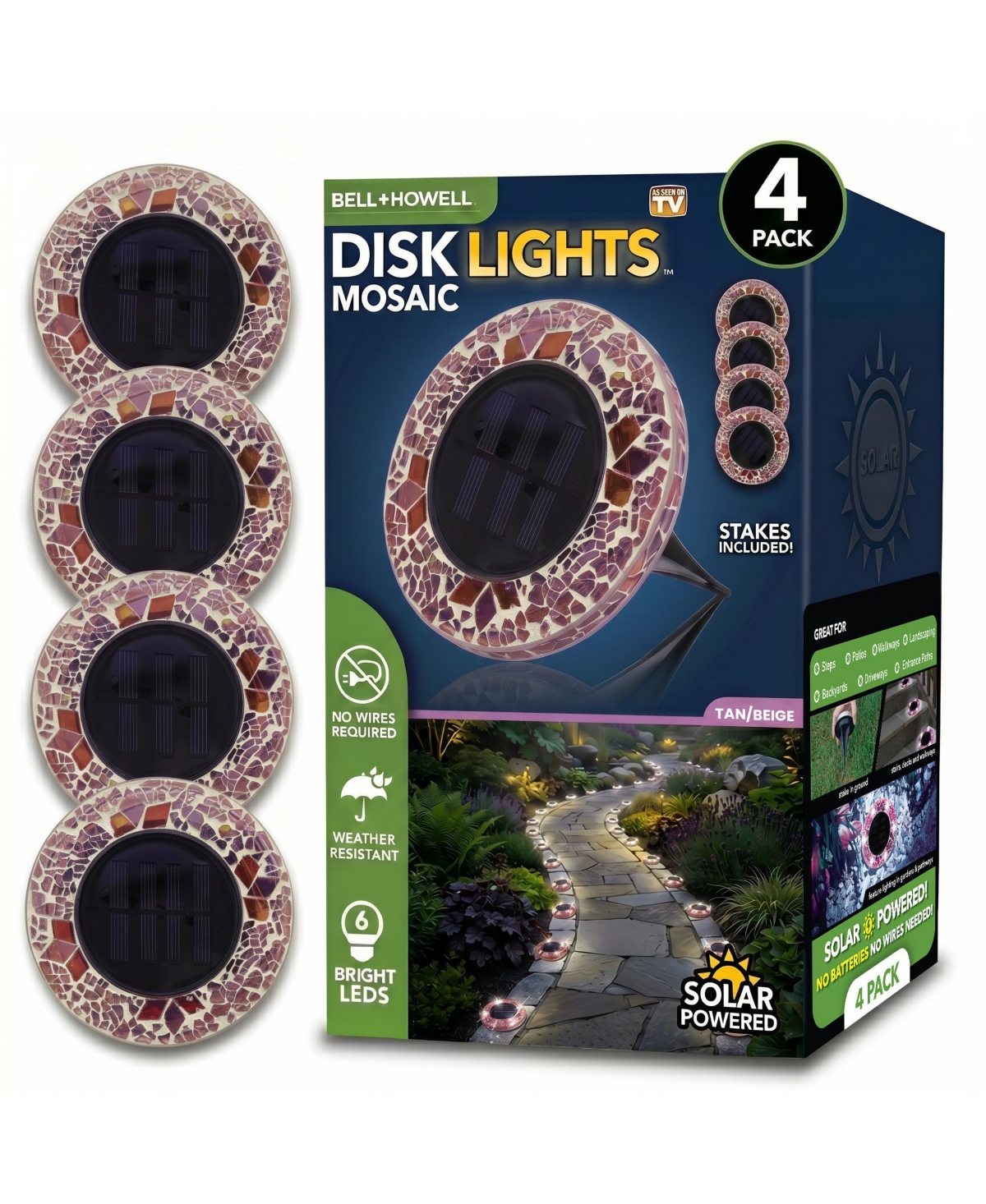 Click here for Bell + Howell Mosaic Disk Lights Solar Powered 6 L... prices