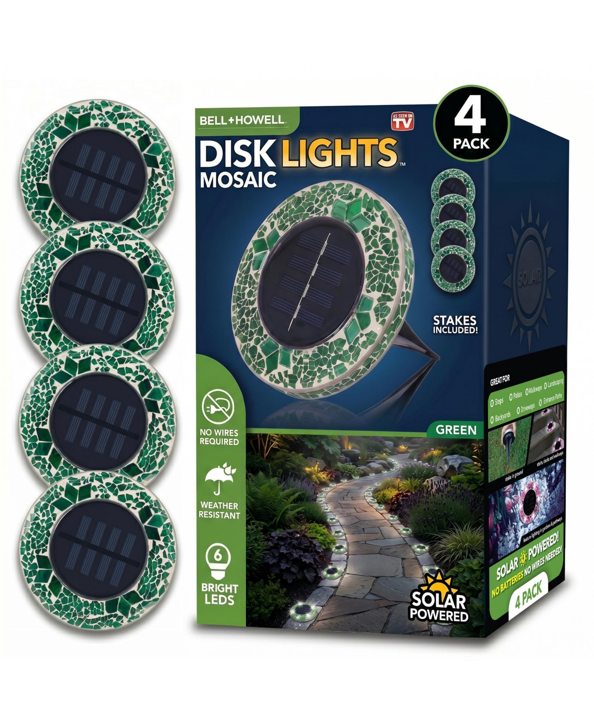 Click here for Bell + Howell Mosaic Disk Lights Solar Powered 6 L... prices