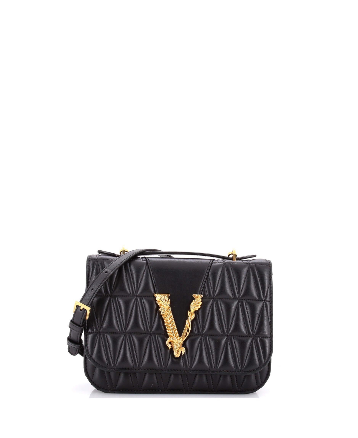 Click here for Pre-Owned Versace Small Virtus Flap Shoulder Bag Q... prices