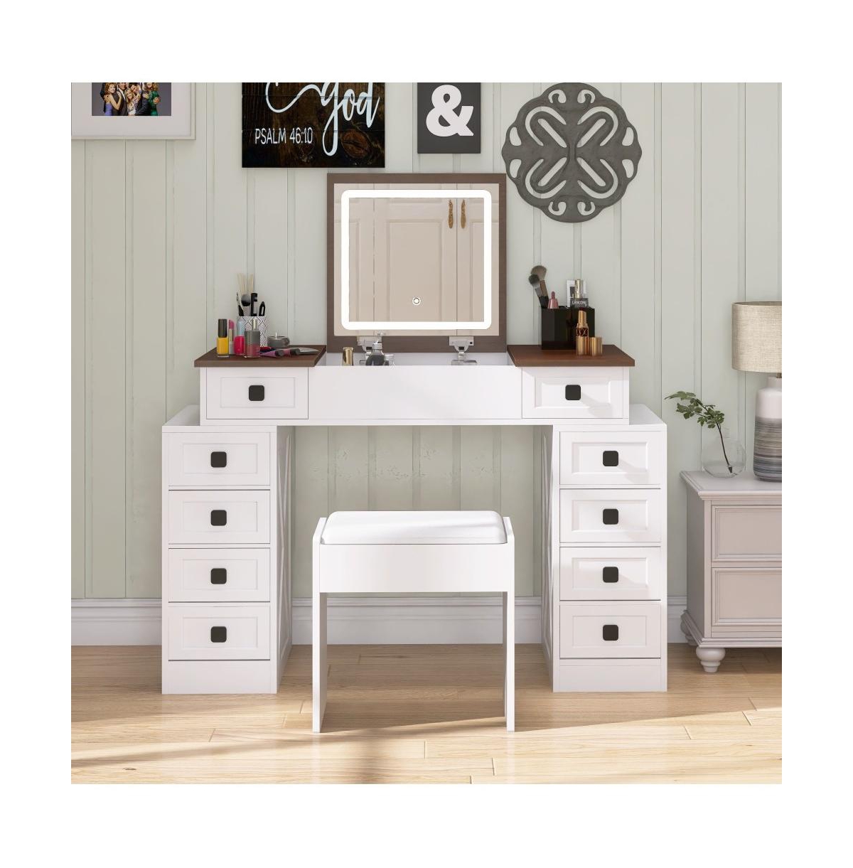 Click here for Vanity Desk with Dimmable Led Light with 10 Drawer... prices