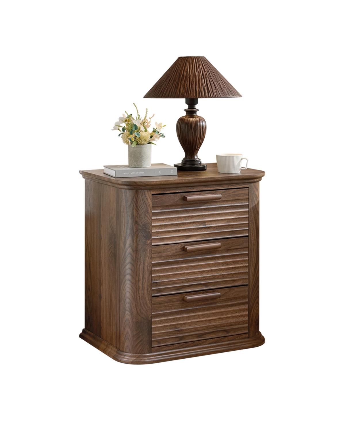 Click here for Rainsken 22 Fluted Nightstand  Wood 3 Drawer Bedsi... prices