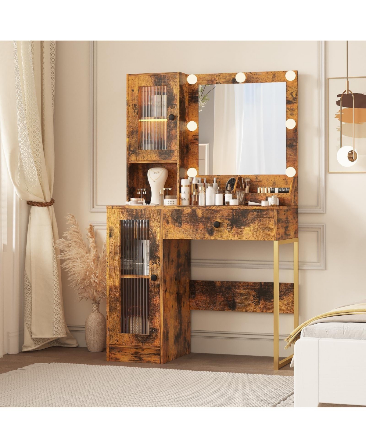 Click here for homfan Vanity Desk with Mirror Lights Dressing Tab... prices