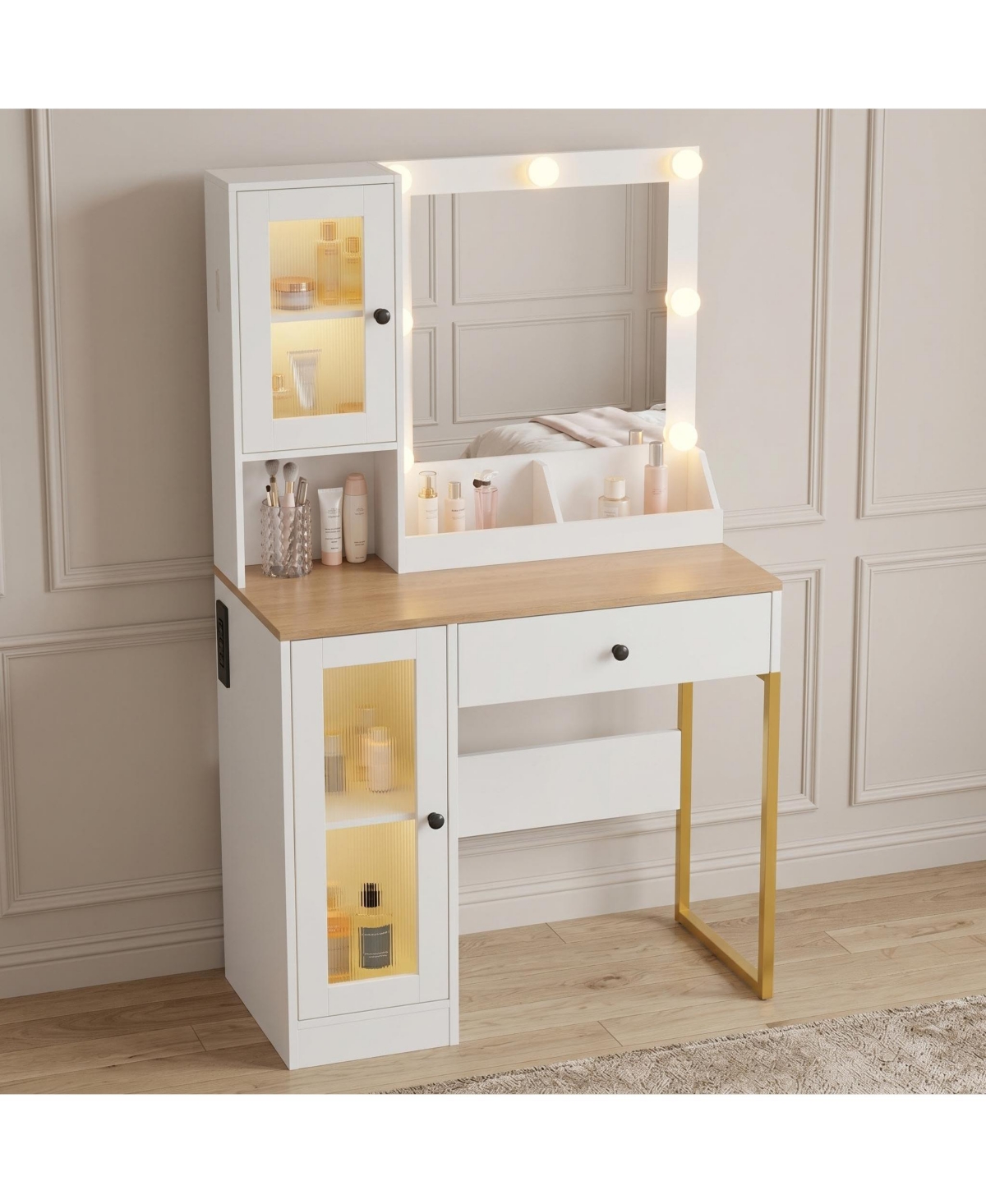 Click here for homfan Vanity Desk with Mirror Lights Dressing Tab... prices