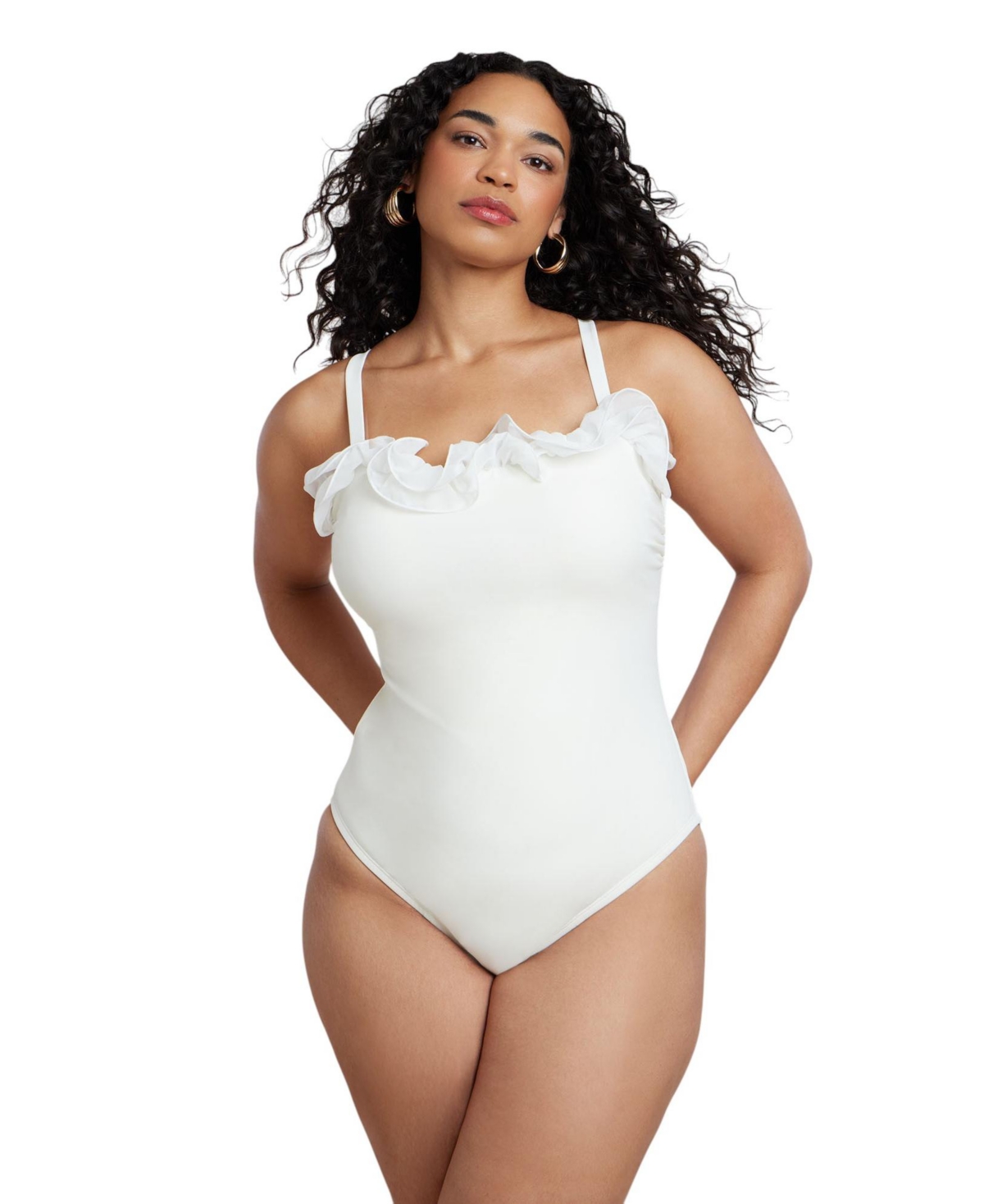 Click here for Eloquii Womens Ruffle Detail One Piece Swimsuit -... prices