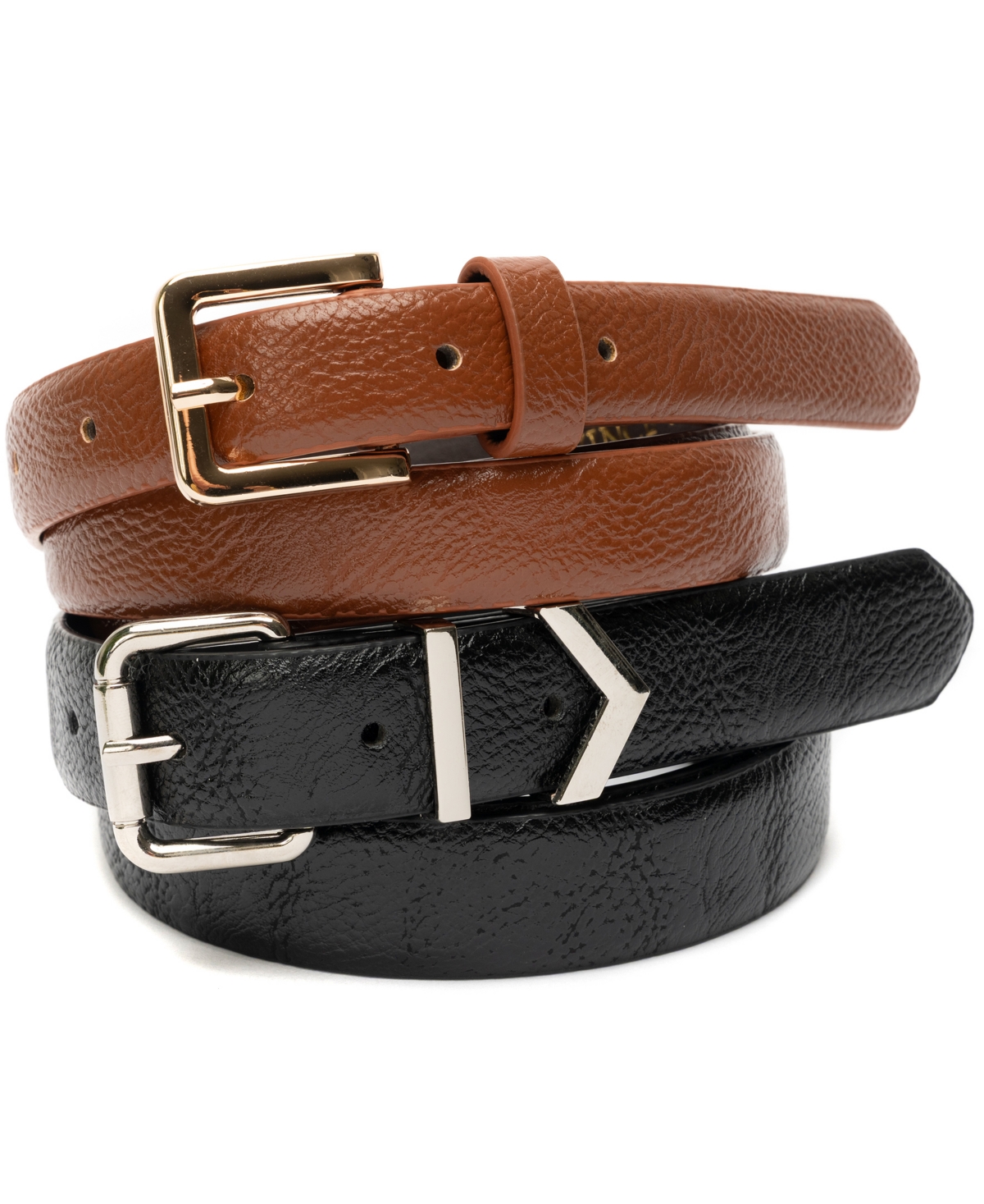 Click here for Vince Camuto 2-For-1 Buckle Pant Belt Set - Black/... prices