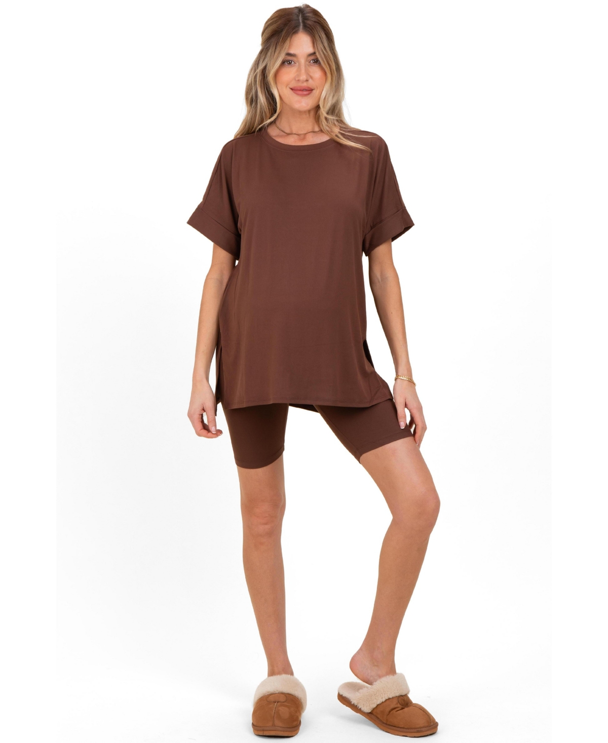 Click here for Pinkblush Womens Brown Hi-Low Short Sleeve Tee Bik... prices