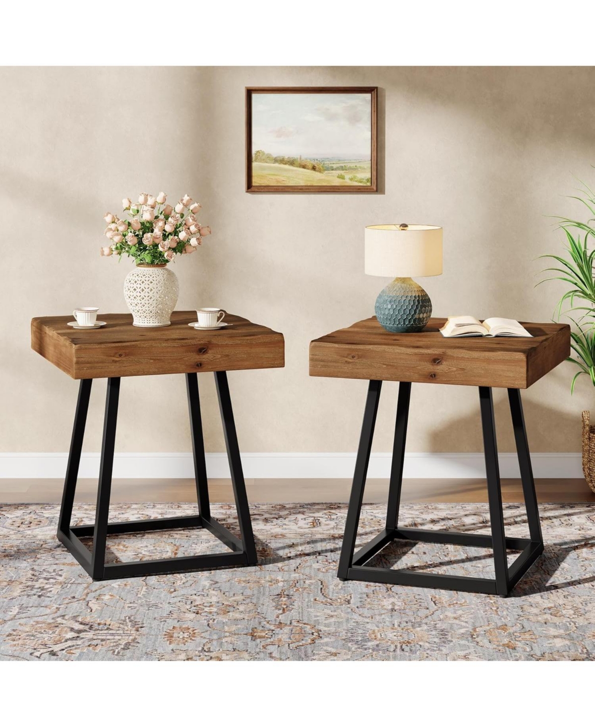 Click here for Tribesigns Square Wood End Table Set of 2  Solid W... prices