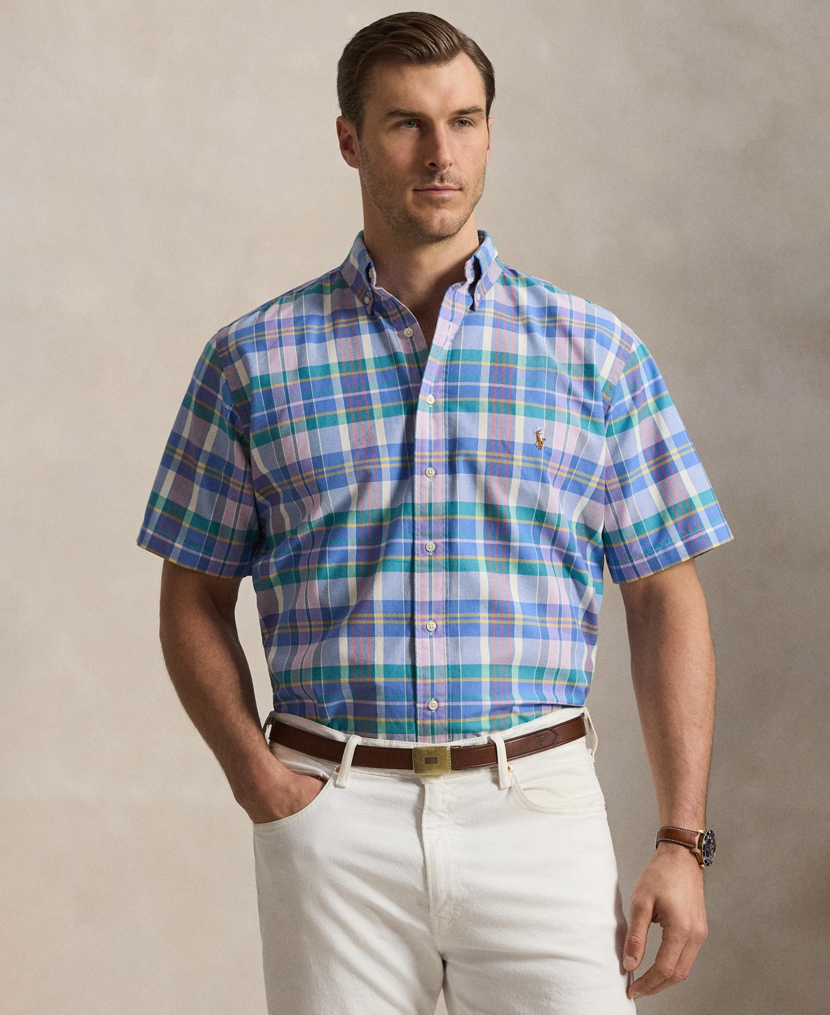 Click here for Polo Ralph Lauren Mens Big & Tall Plaid Oxford Shi... prices