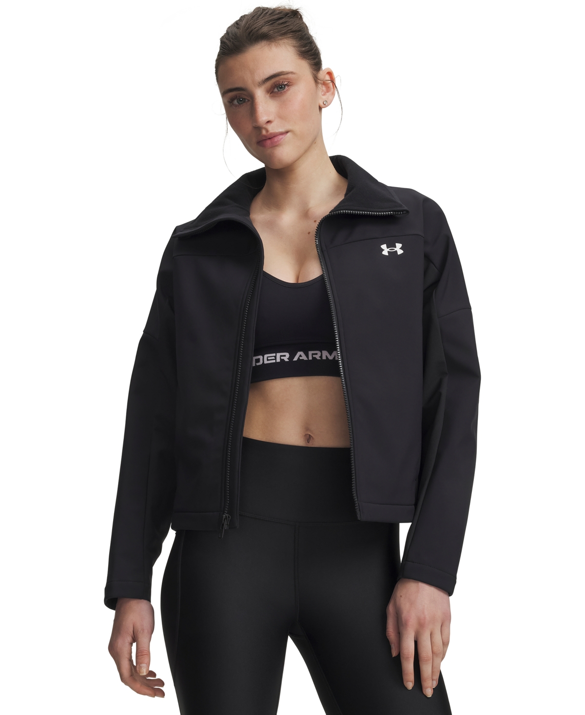 Click here for Under Armour Womens Shield Collared Jacket - Black prices