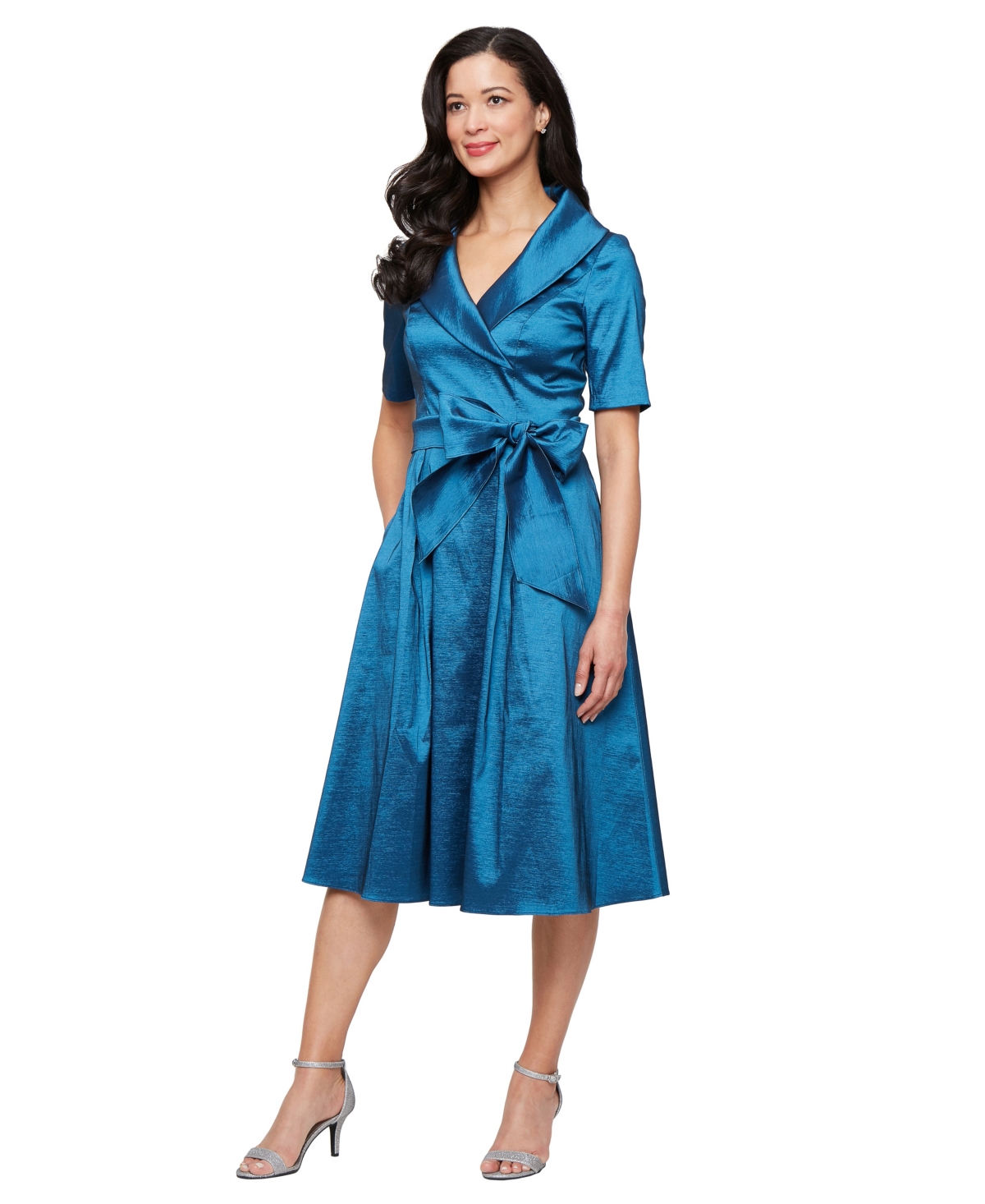 Click here for Alex Evenings Womens Portrait Collar Dress - Deep... prices