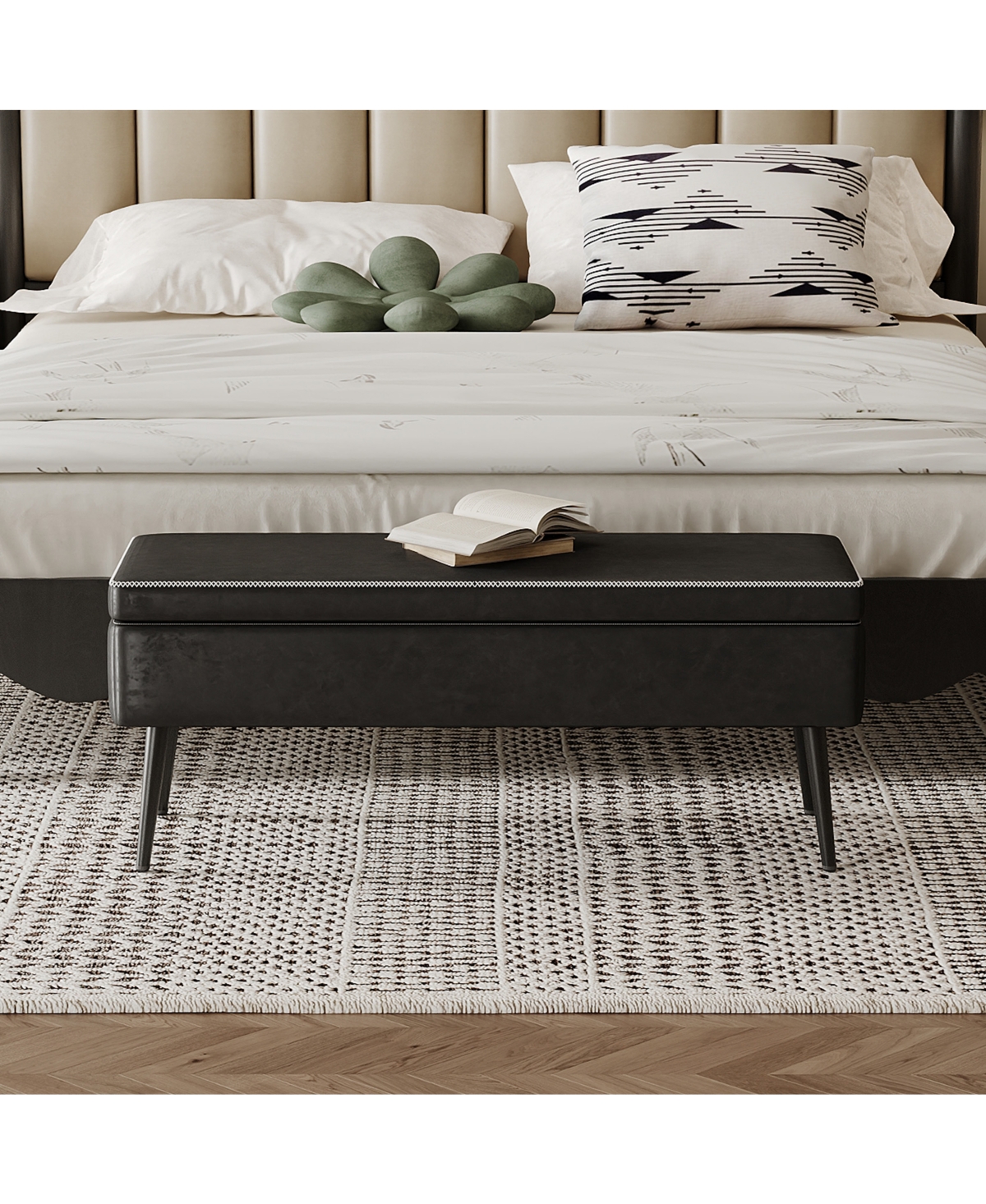 Click here for homfan Storage Ottoman Bench  Faux Leather Upholst... prices