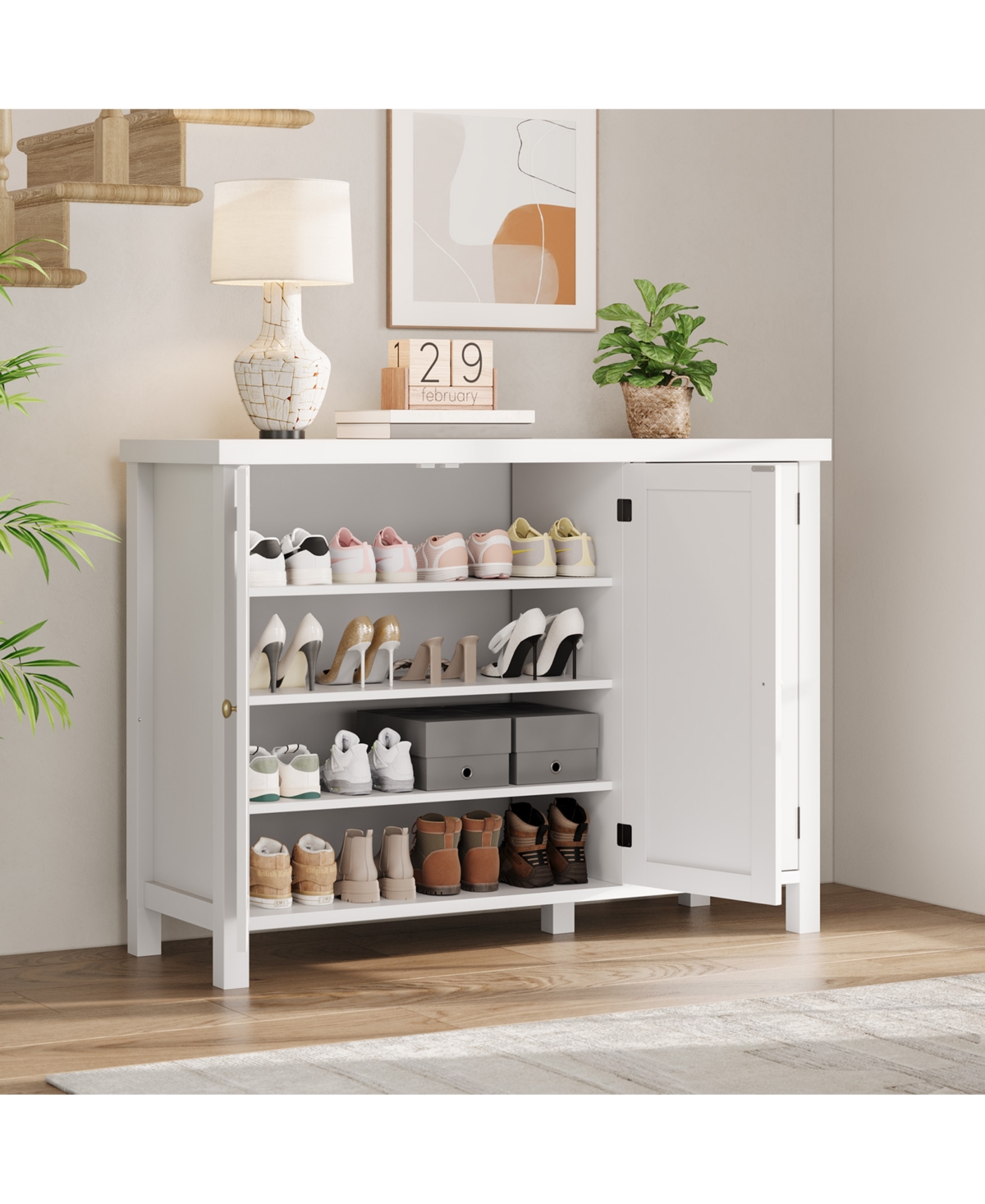 Click here for homfan Farmhouse Shoe Storage Cabinet with 3 Barn... prices