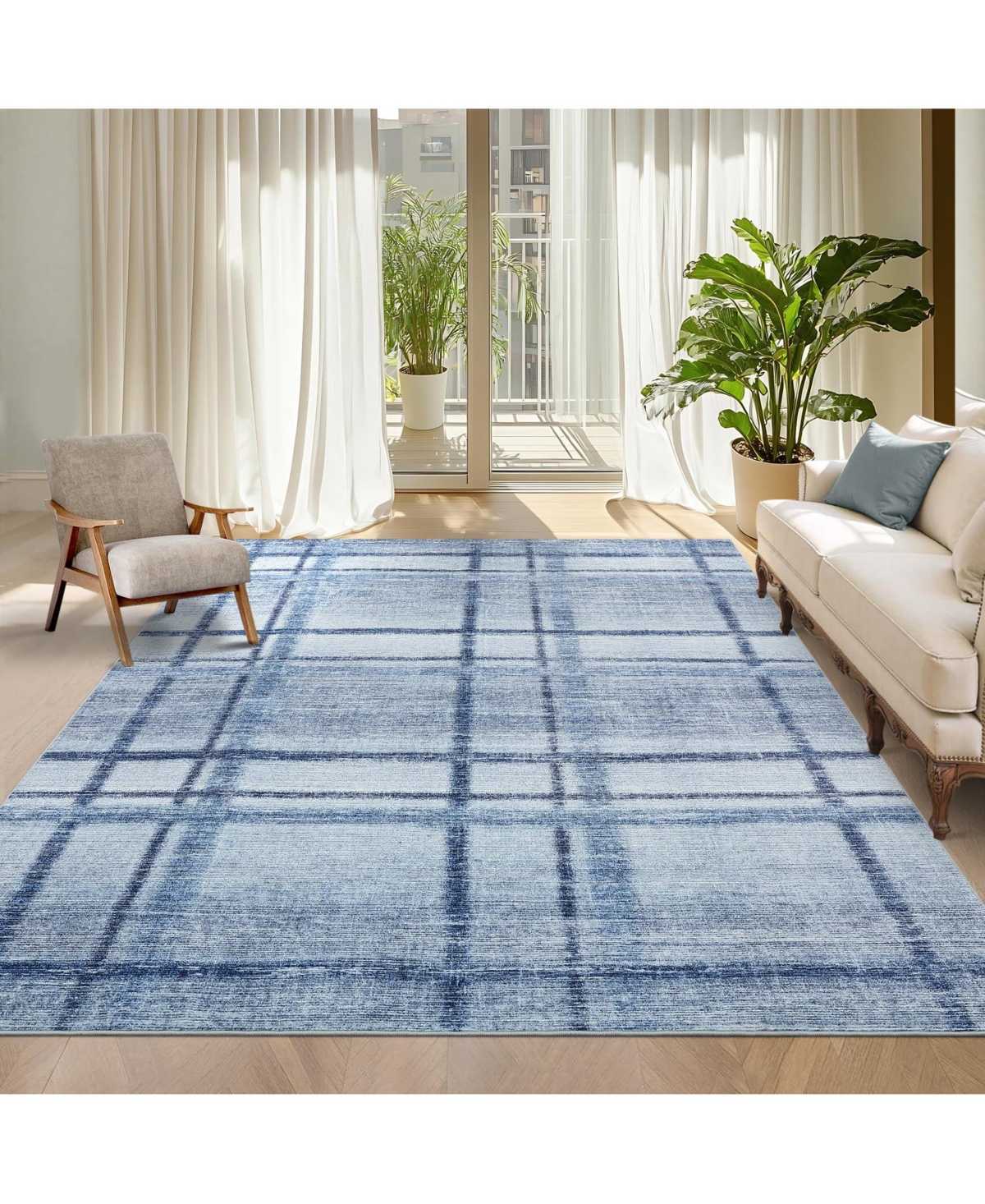 Click here for gaomon Plaid Low Pile Area Rug Non-Slip Washable f... prices
