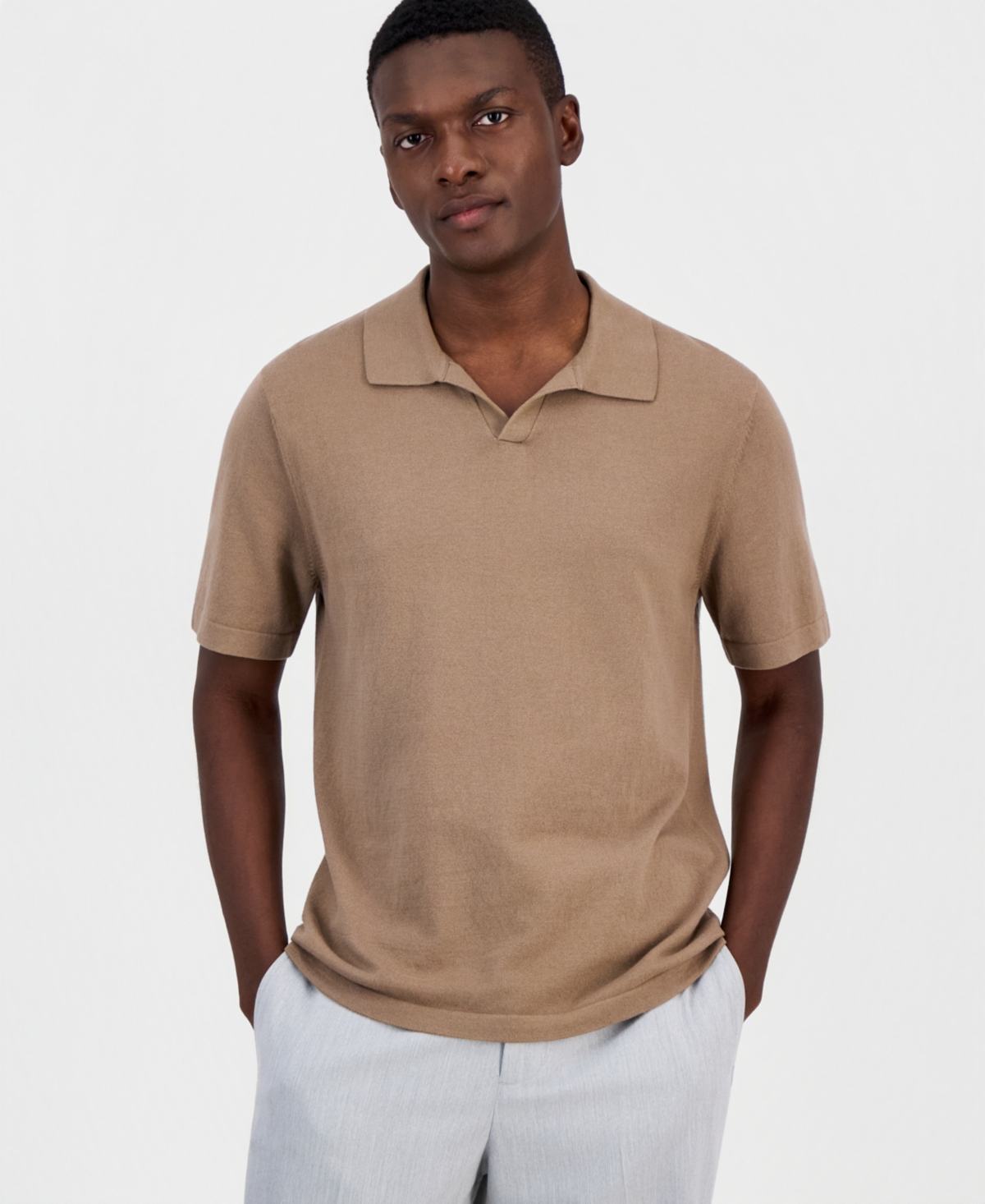 Click here for Alfani Mens Cotton-Blend Johnny-Collar Polo Sweate... prices