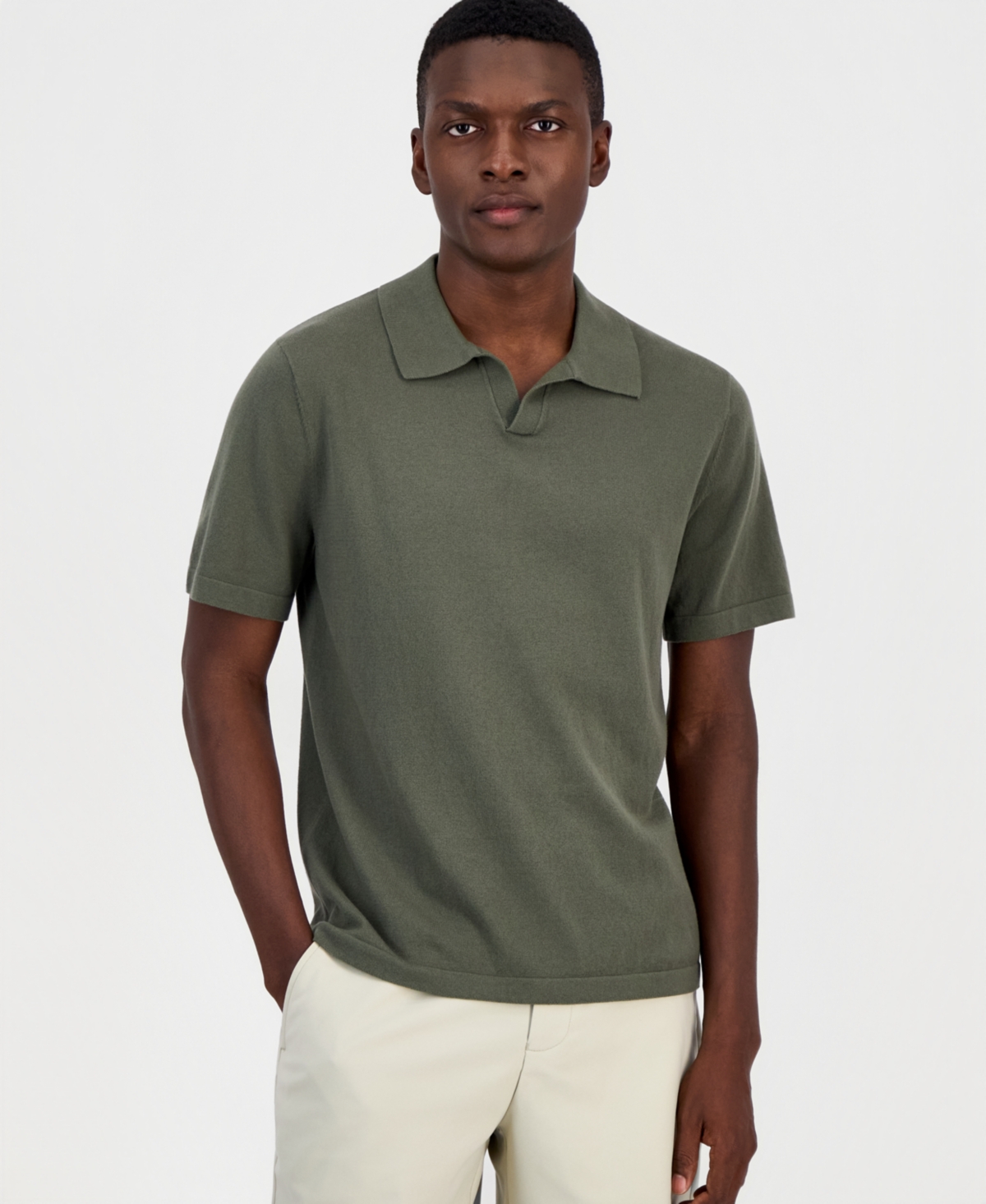 Click here for Alfani Mens Cotton-Blend Johnny-Collar Polo Sweate... prices