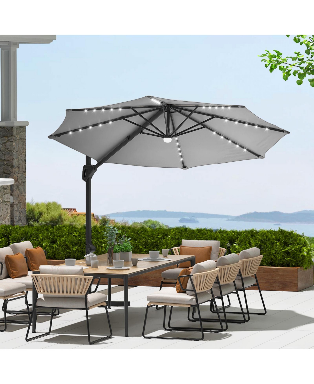 Click here for gaomon 10Feet Solar Led Cantilever Patio Umbrella... prices