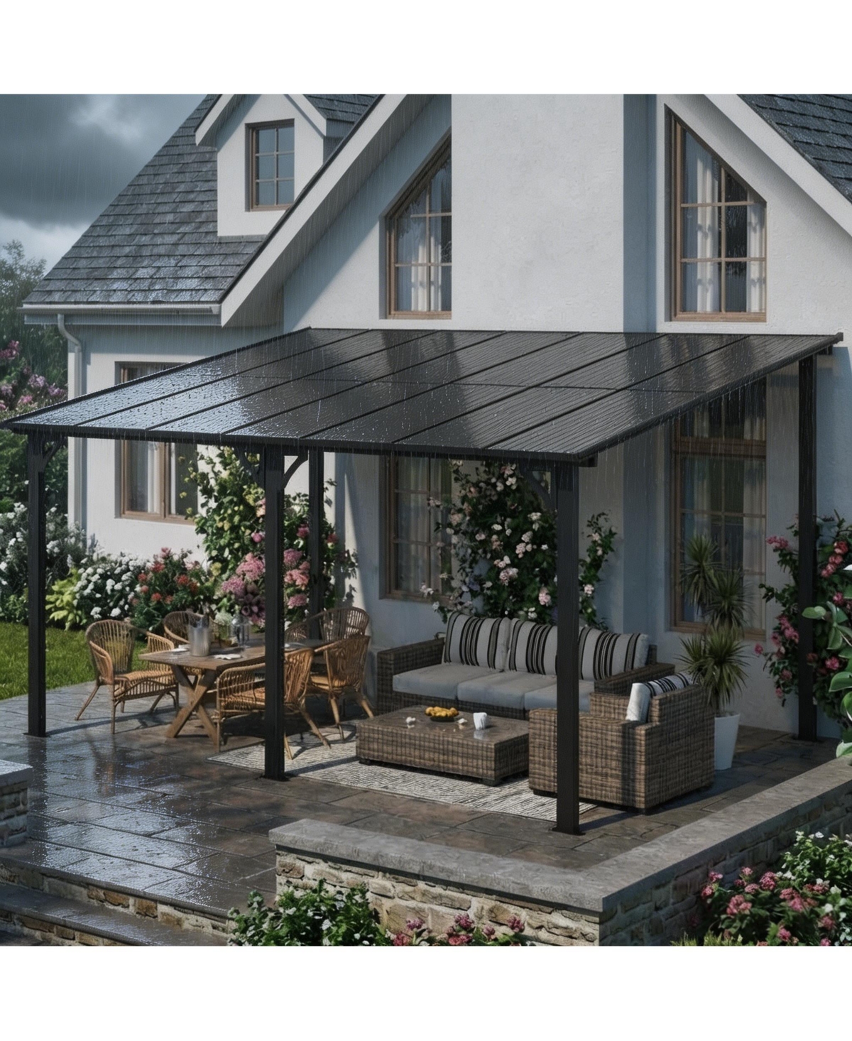 Click here for Homfan 10 x 14 Ft Iron Frame Lean-to Canopy with P... prices