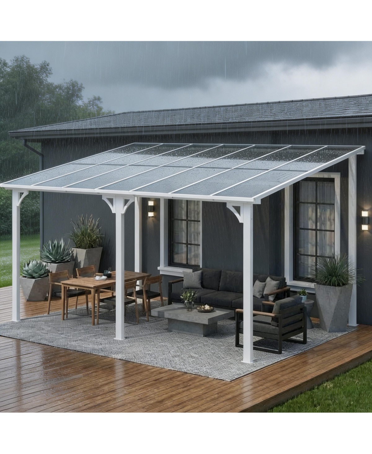 Click here for Homfan 10 x 14 Ft Iron Frame Lean-to Canopy with P... prices