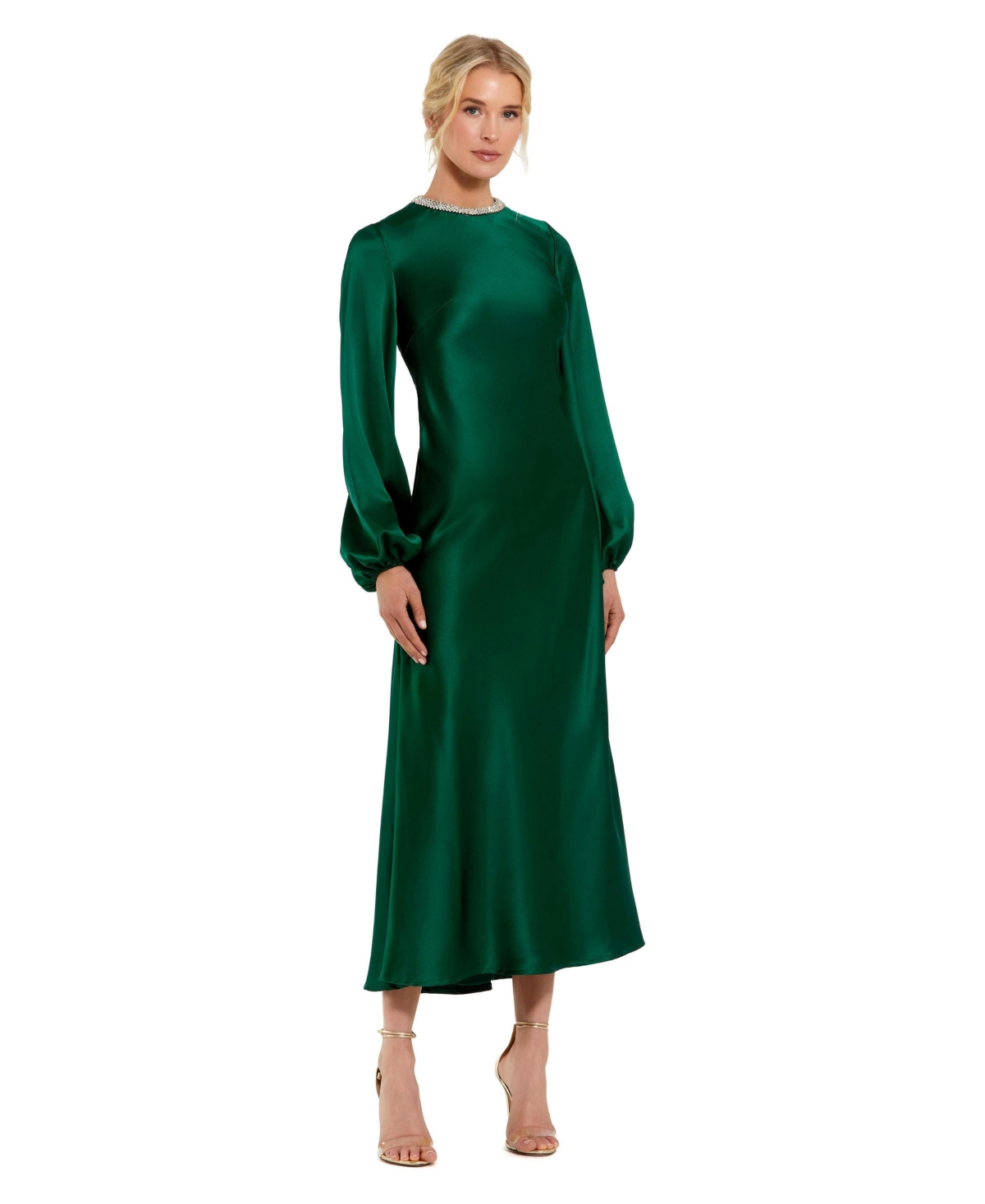 Click here for Mac Duggal Petite Crystal Embellished High Neck Sa... prices