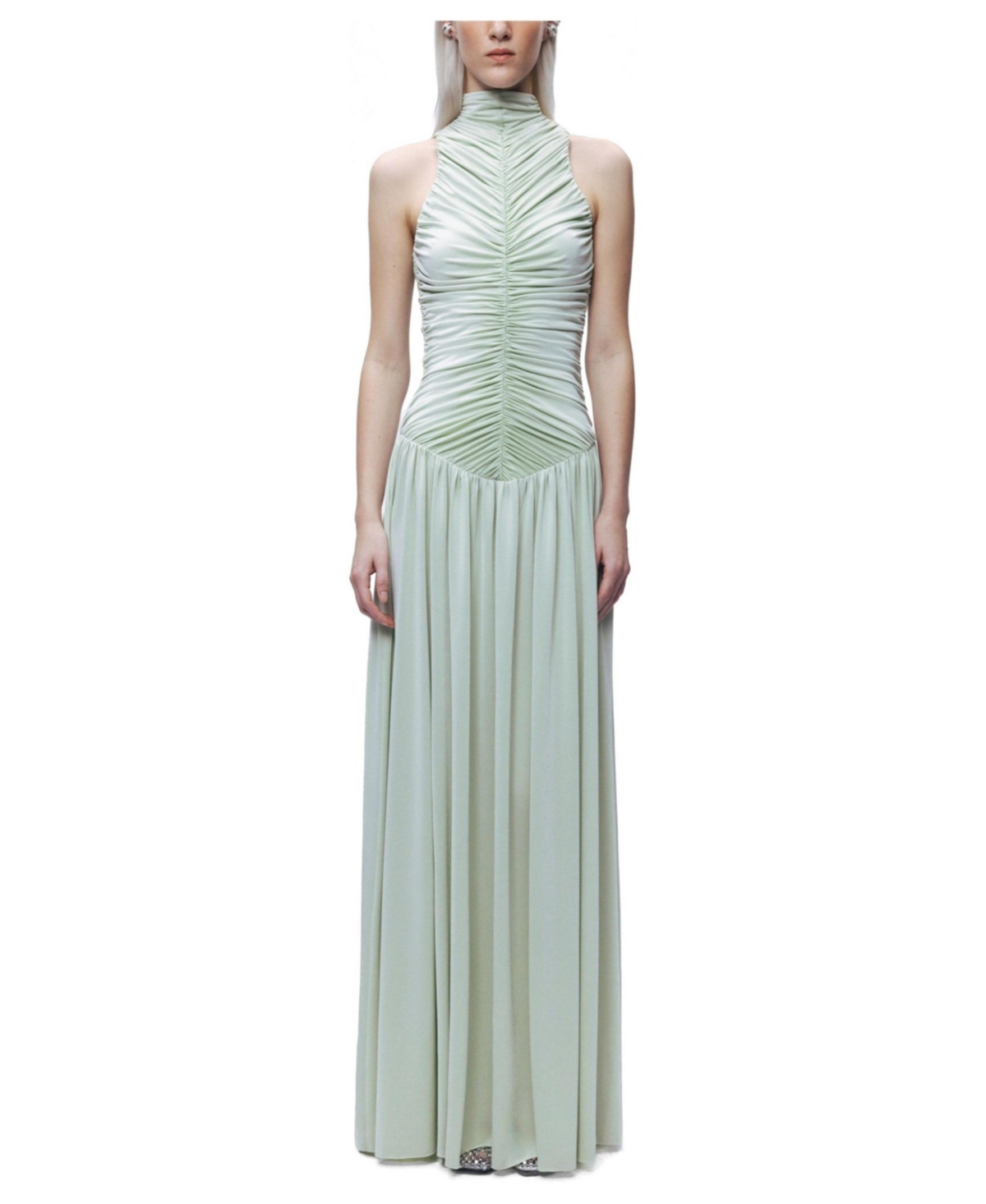 Click here for Nocturne Womens Ruched High-Neck Maxi Dress - Mint... prices
